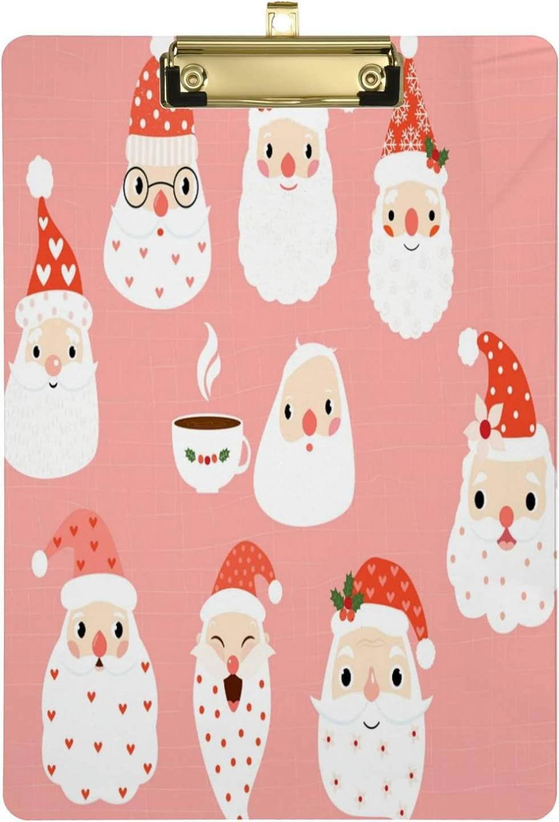 Coolnut Cute Santa Claus Pink 12.5"x9" Clipboard, Acrylic Fashion ...