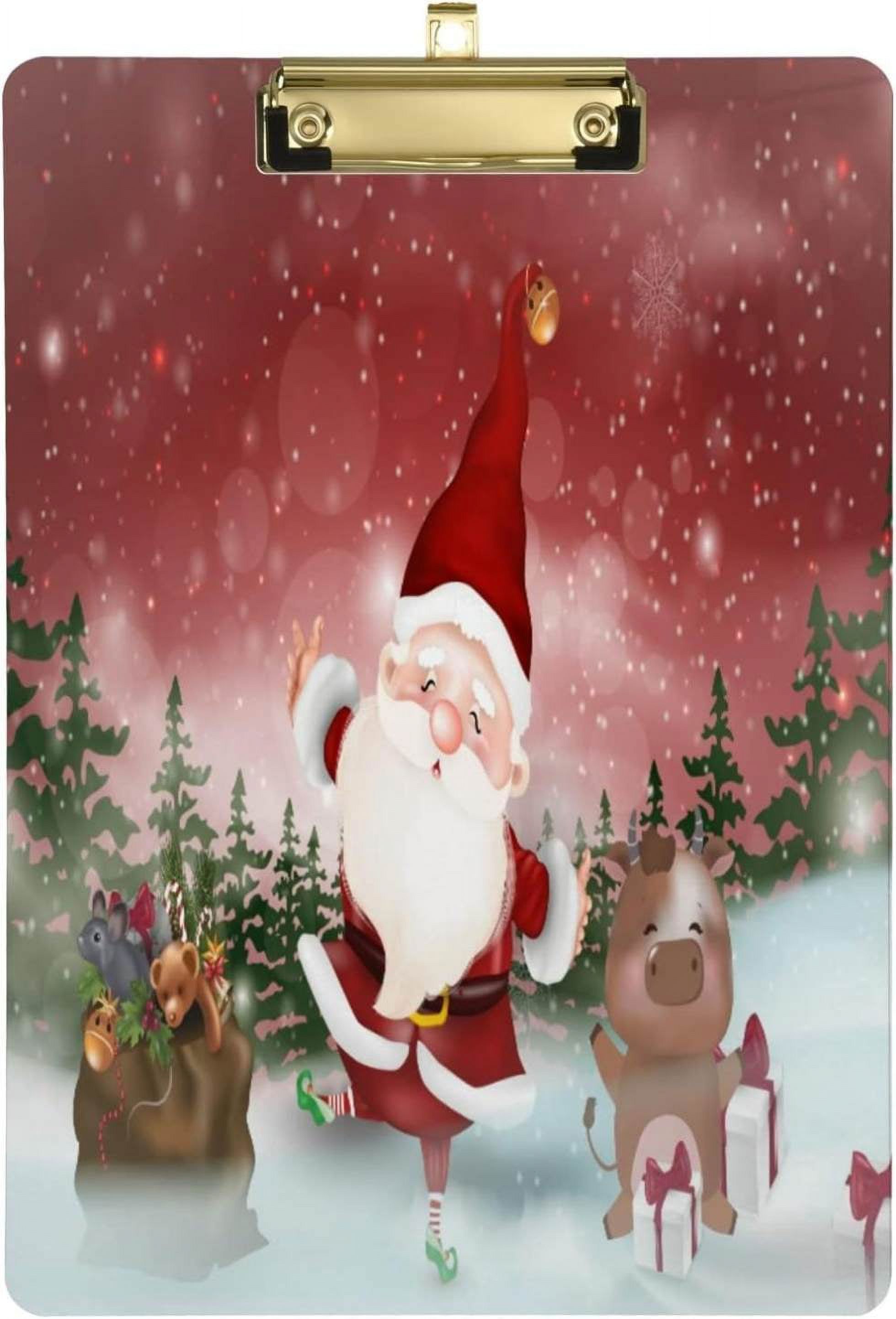 Coolnut Cute Santa Claus with Bull 12.5"x9" Clipboard, Acrylic Fashion ...