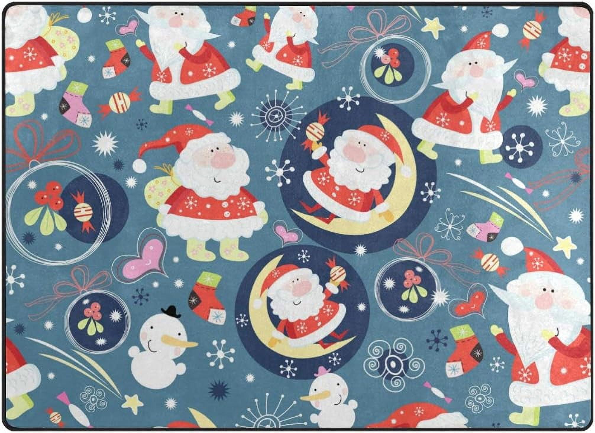 Coolnut Cute Santa Clauses Area Rug Carpet, Light Weight Polyester ...