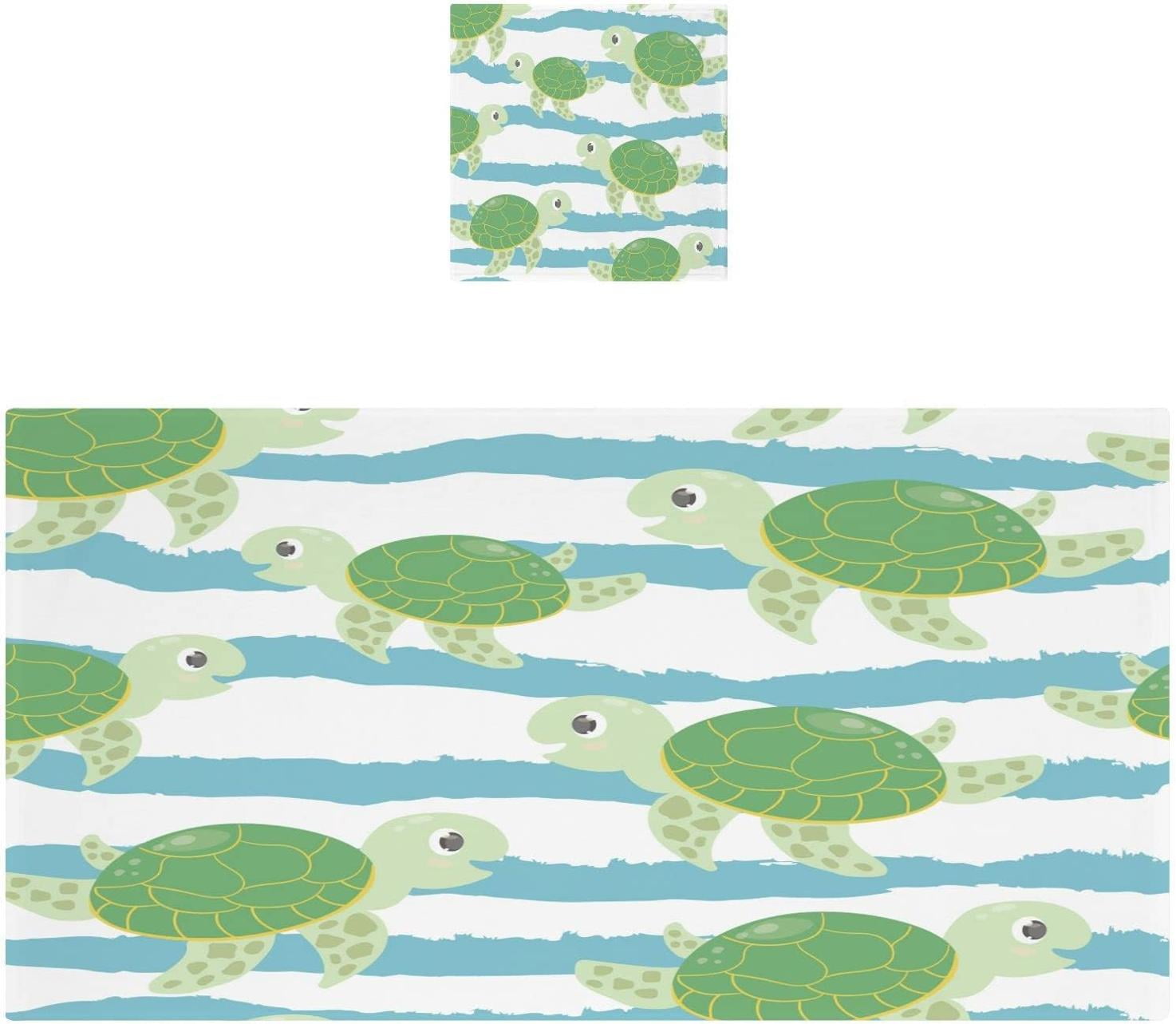 Coolnut Cute Sea Turtle Bath Towels with 1 Washcloth, 27"x54" + 12"x12 ...