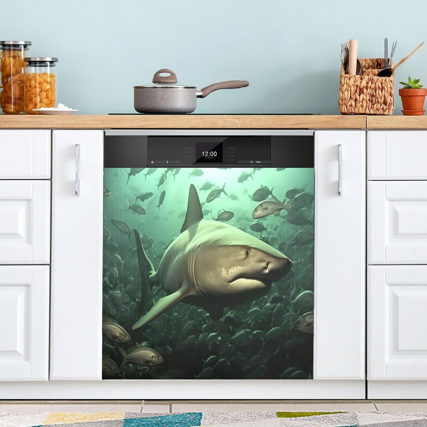 Coolnut Cute Sharks Dishwasher Magnet Cover, Kitchen Dish Washer Door ...