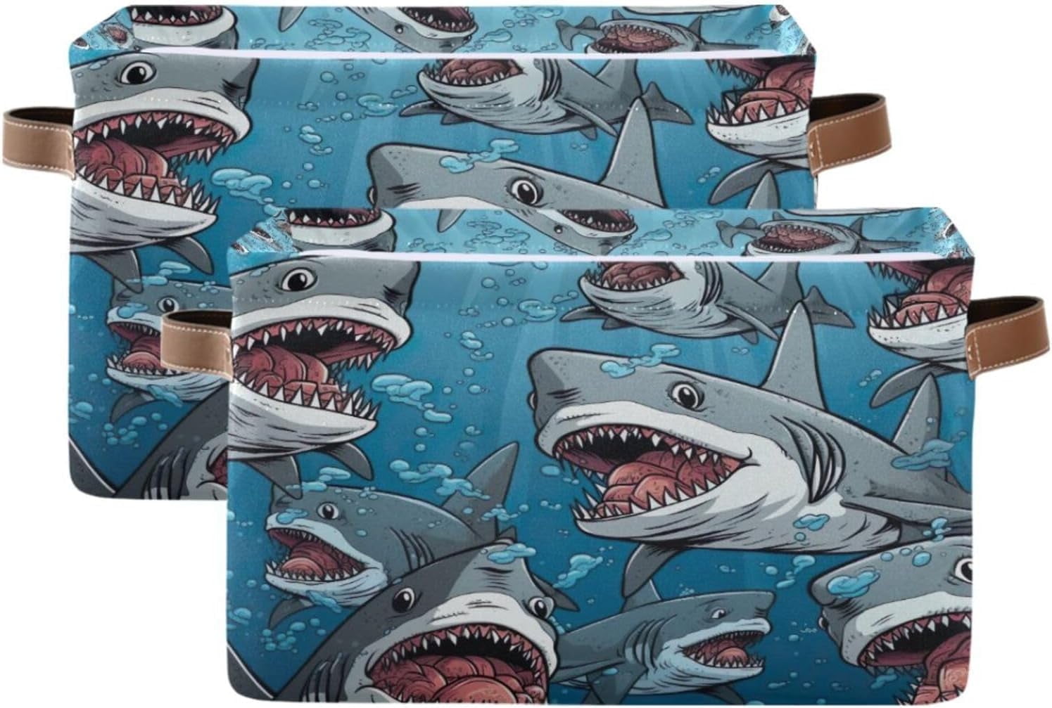 Coolnut Cute Sharks Foldable Storage Basket for Shelves, Collapsible ...