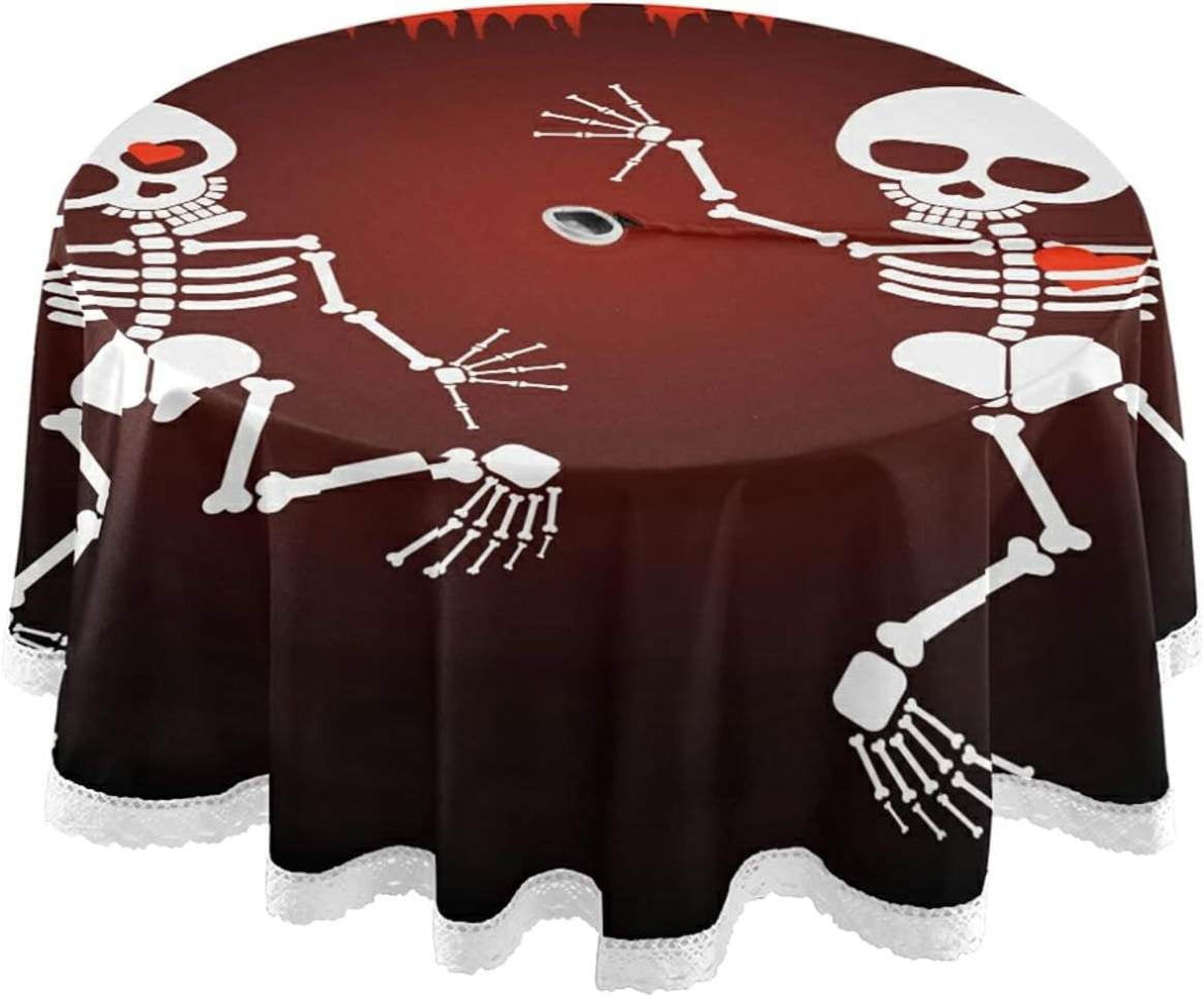 Coolnut Cute Skull Round Tablecloth 60", Waterproof Table Cloths with ...