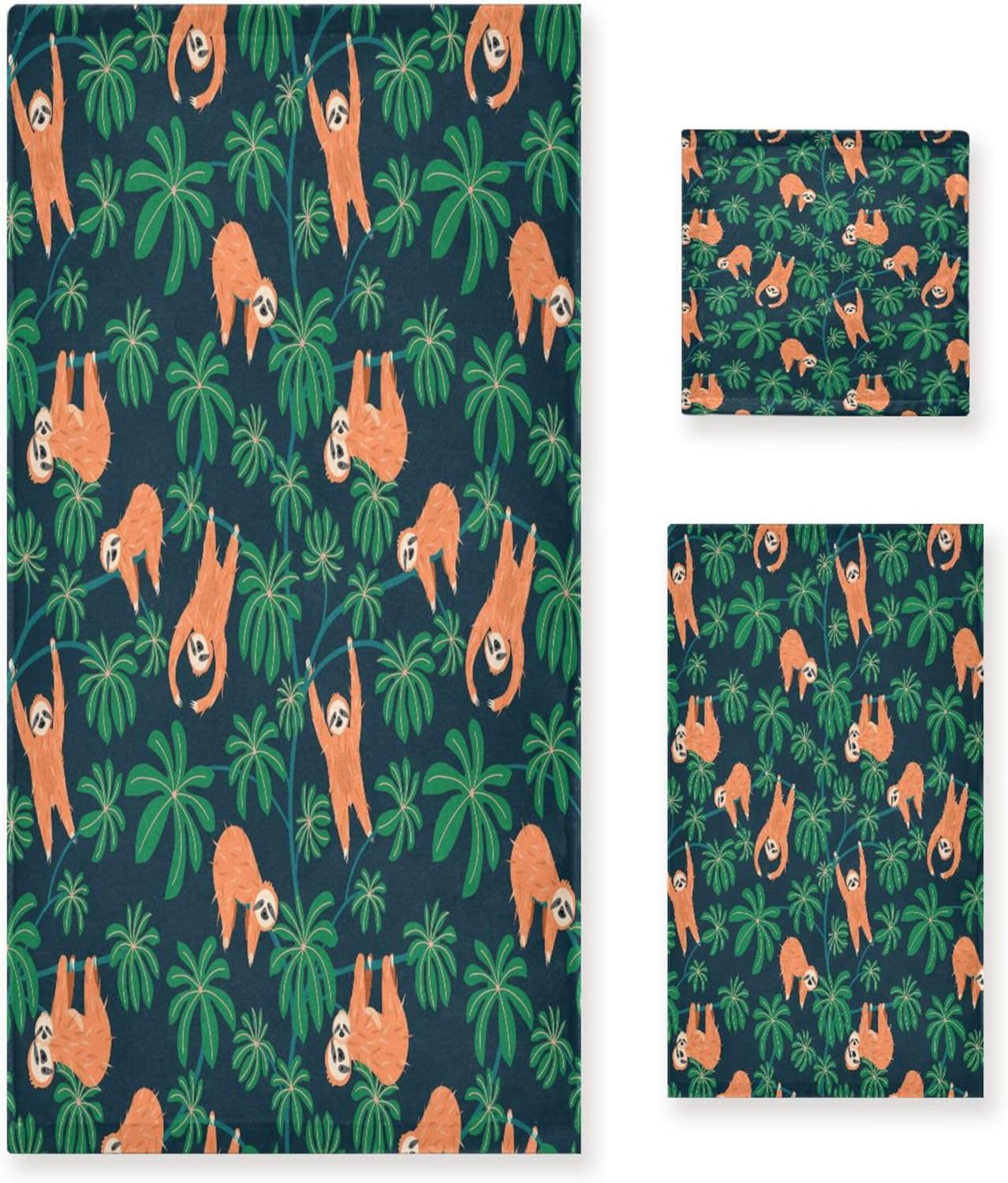 Coolnut Cute Sloth Bathroom Towel Set of 3 with Hand Towel, Wash Cloths ...