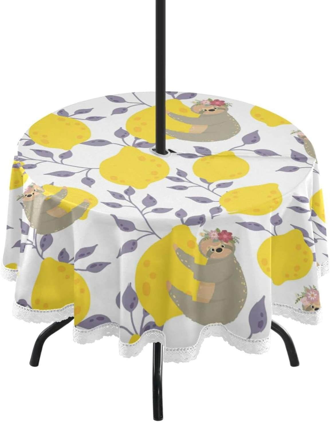 Coolnut Cute Sloths Lemon Round Table Cloth, Heat Resistant Table Cover ...