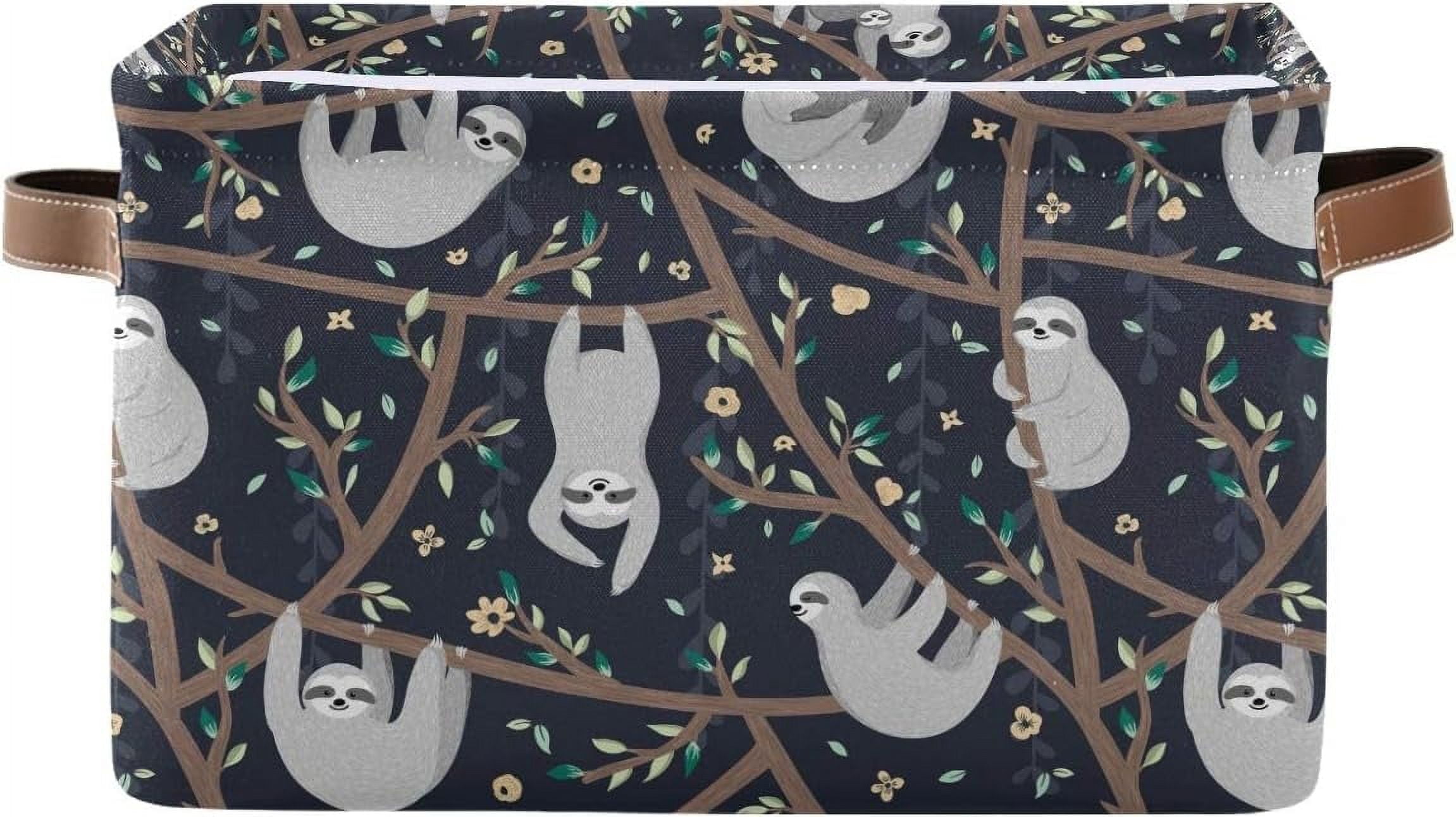 Coolnut Cute Sloths Storage Basket Bin, Large Cube Storage Box Canvas ...