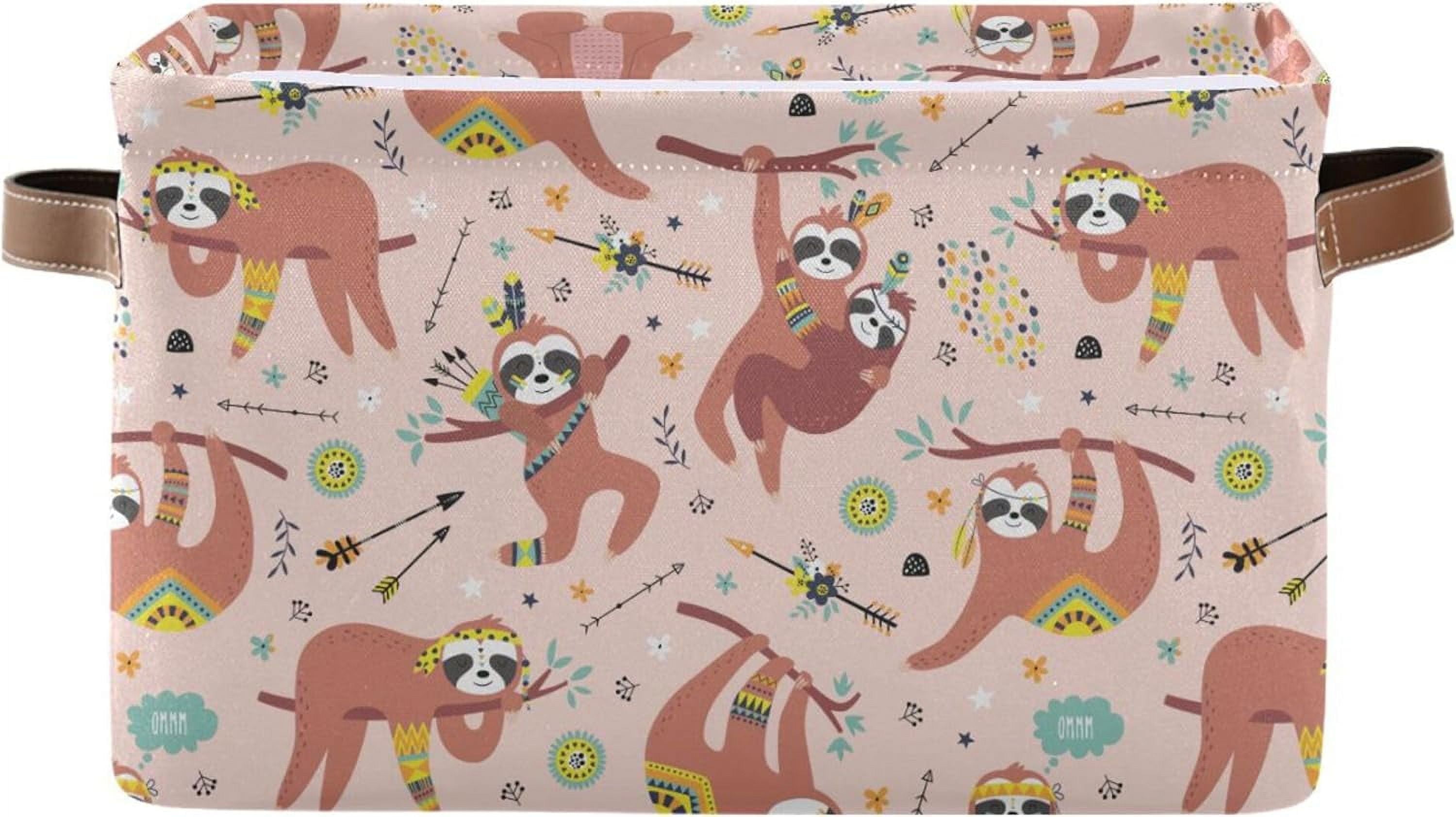 Coolnut Cute Sloths Storage Basket Foldable Storage Bin, Canvas ...