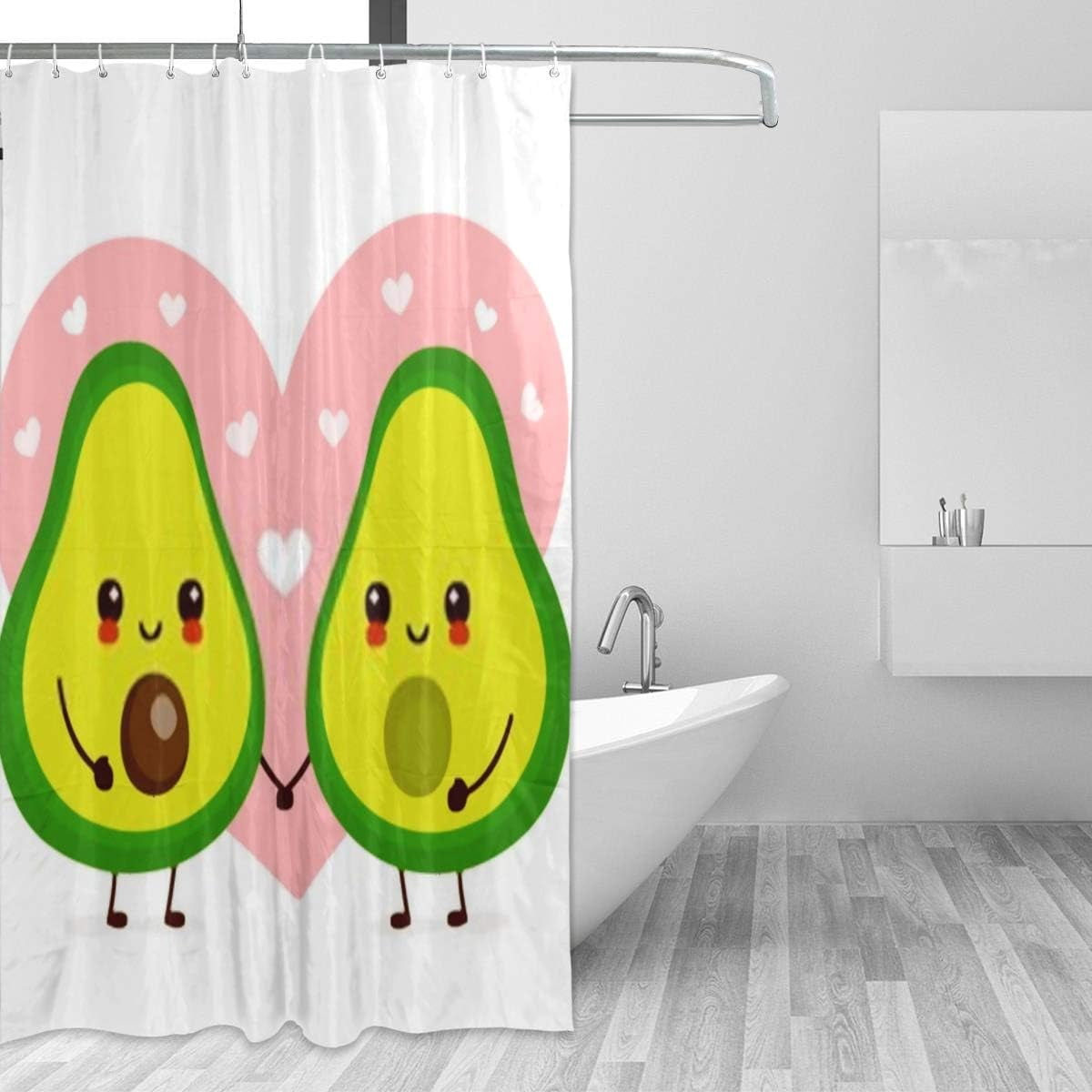 Coolnut Cute Smiling Avocado Couple Bath Shower Curtain Liners 72"x72 ...