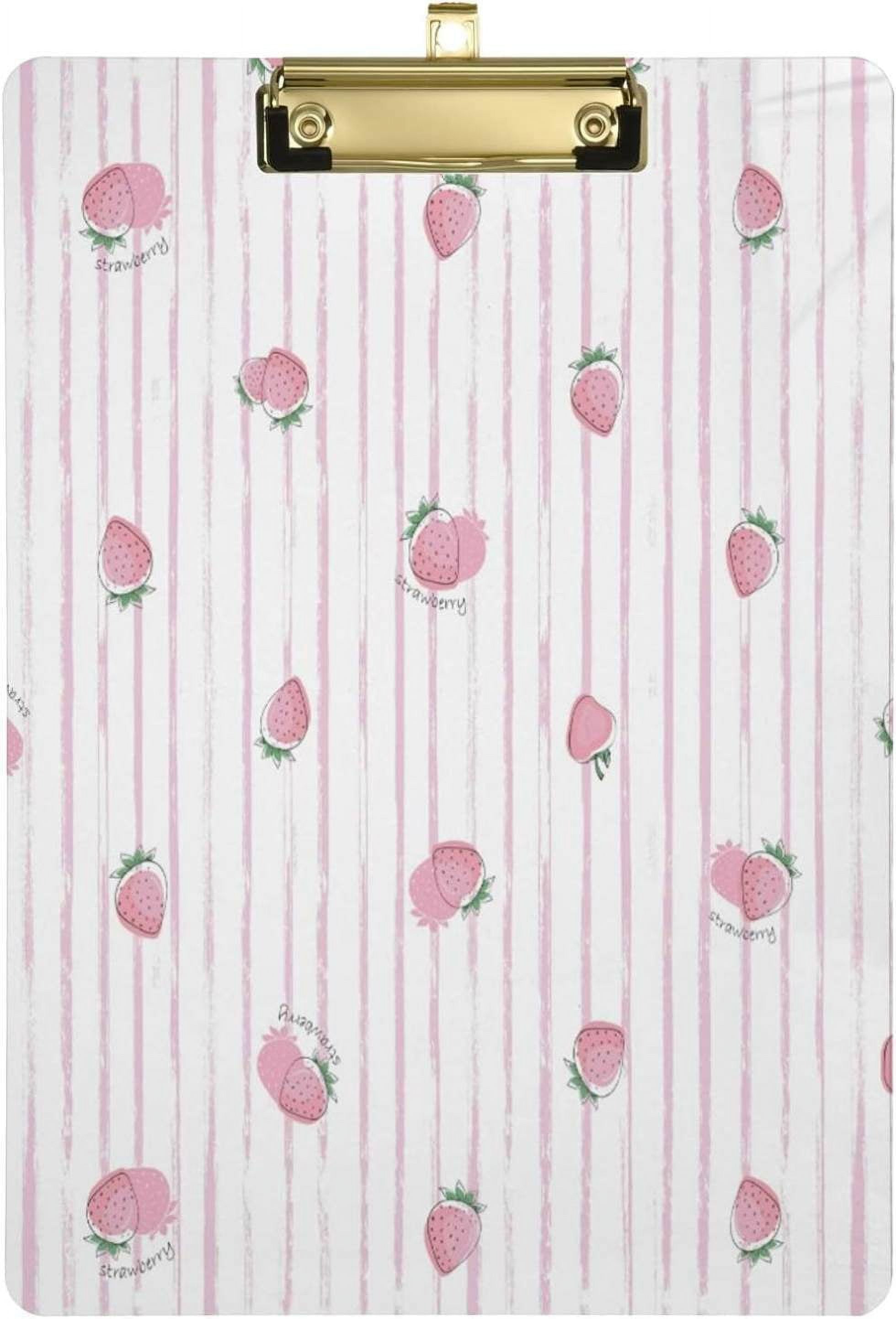 Coolnut Cute Strawberry Stripes Pink 12.5"x9" Clipboard, Acrylic ...