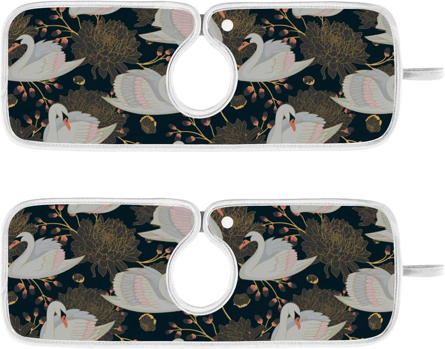 Coolnut Cute Swans Sink Splash Guard for Faucet 2 Packs Faucet ...