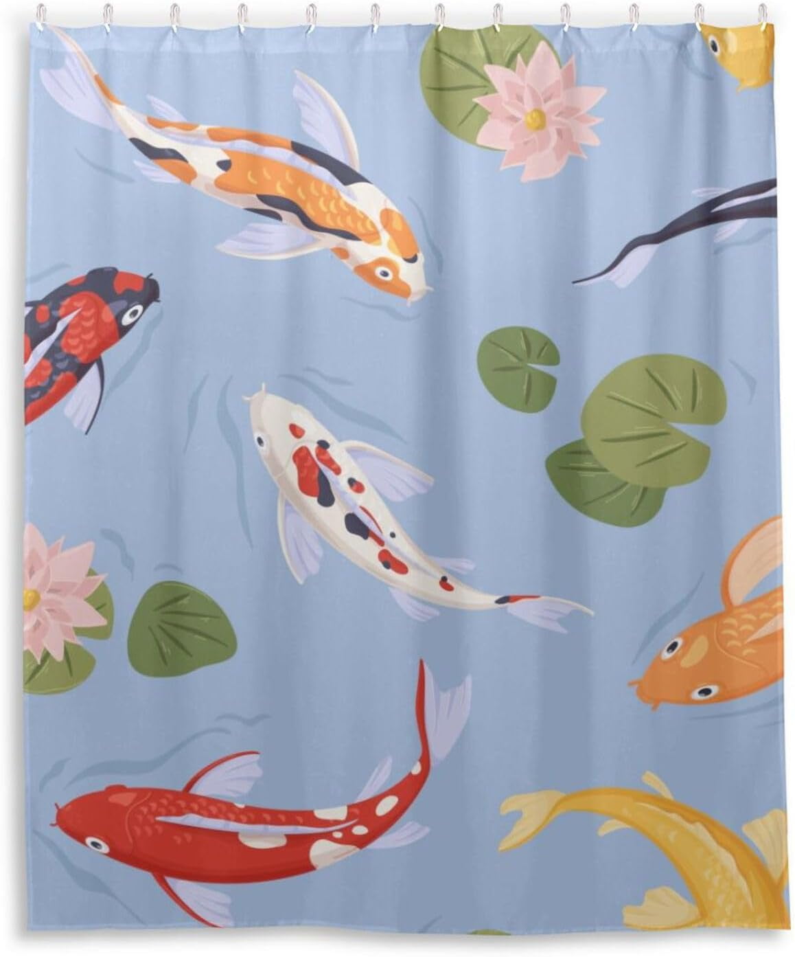 Coolnut Cute Ukiyoe Fish Shower Curtain Bathroom Decor Watercolor ...