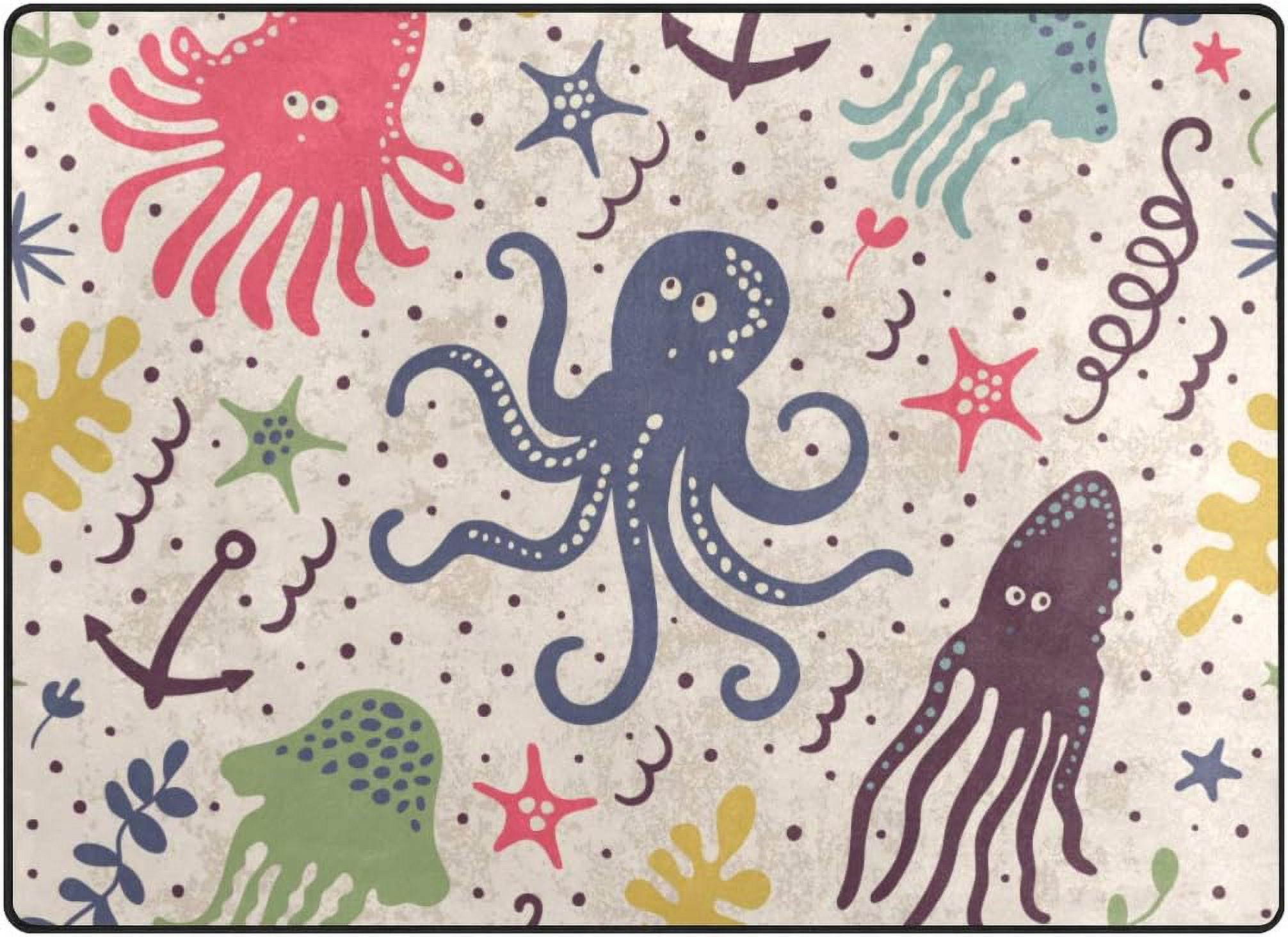 Coolnut Cute Underwater Sea Creatures Lightweight Carpet Mats, 5'3" x 4 ...