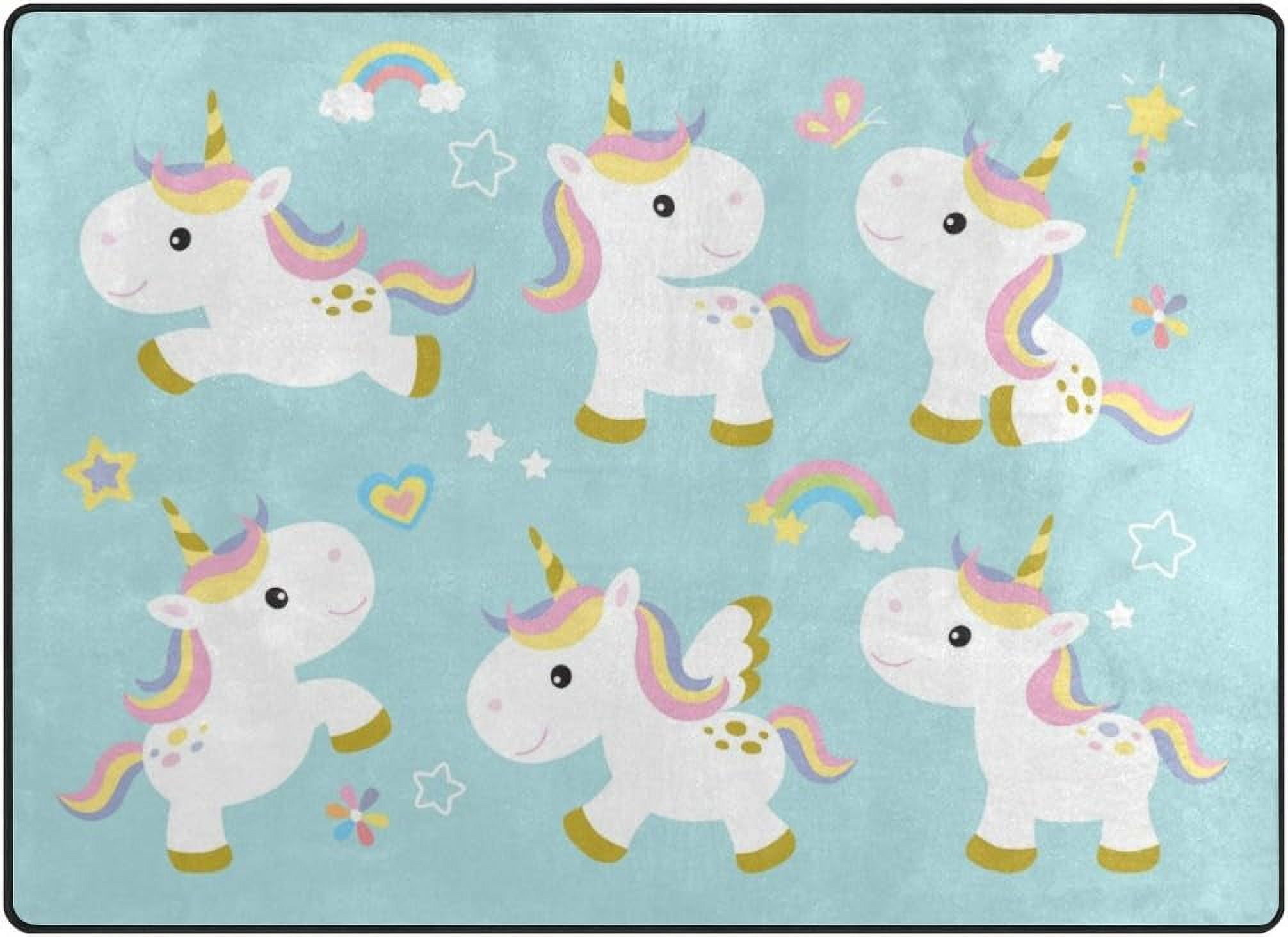 Coolnut Cute Unicorns 80 x 58 inches Lightweight Soft Area Rug Mat ...