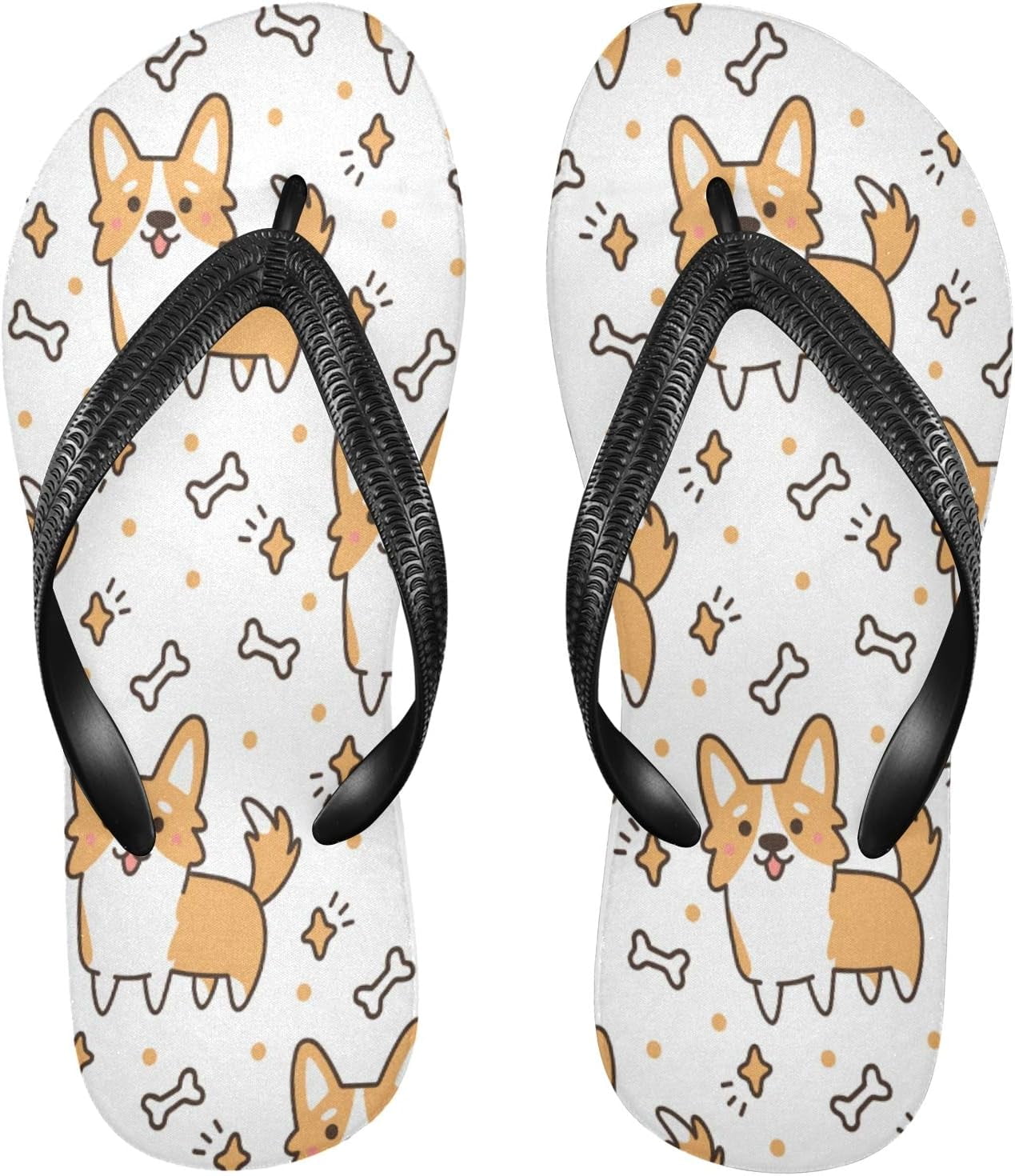 Coolnut Cute Welsh Corgi Flip Flop Comfortable Thong Style Flip Flops ...