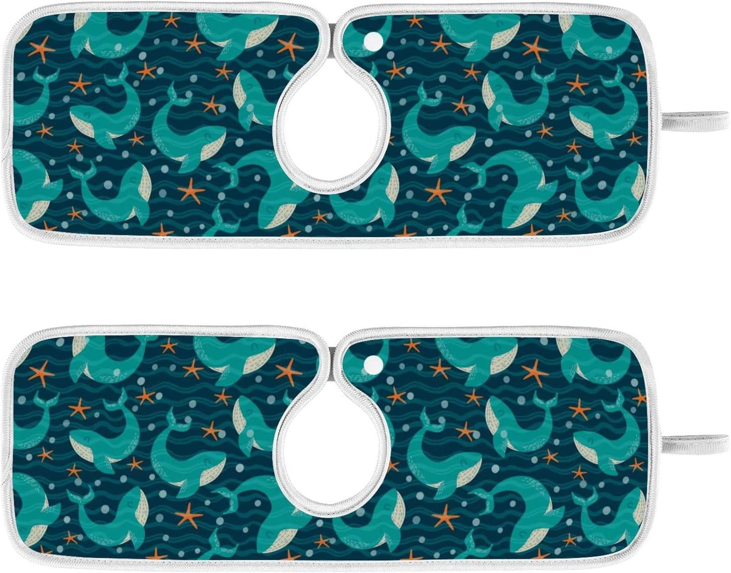 Coolnut Cute Whales Summer Sink Splash Guard for Faucet 2 Packs Faucet ...