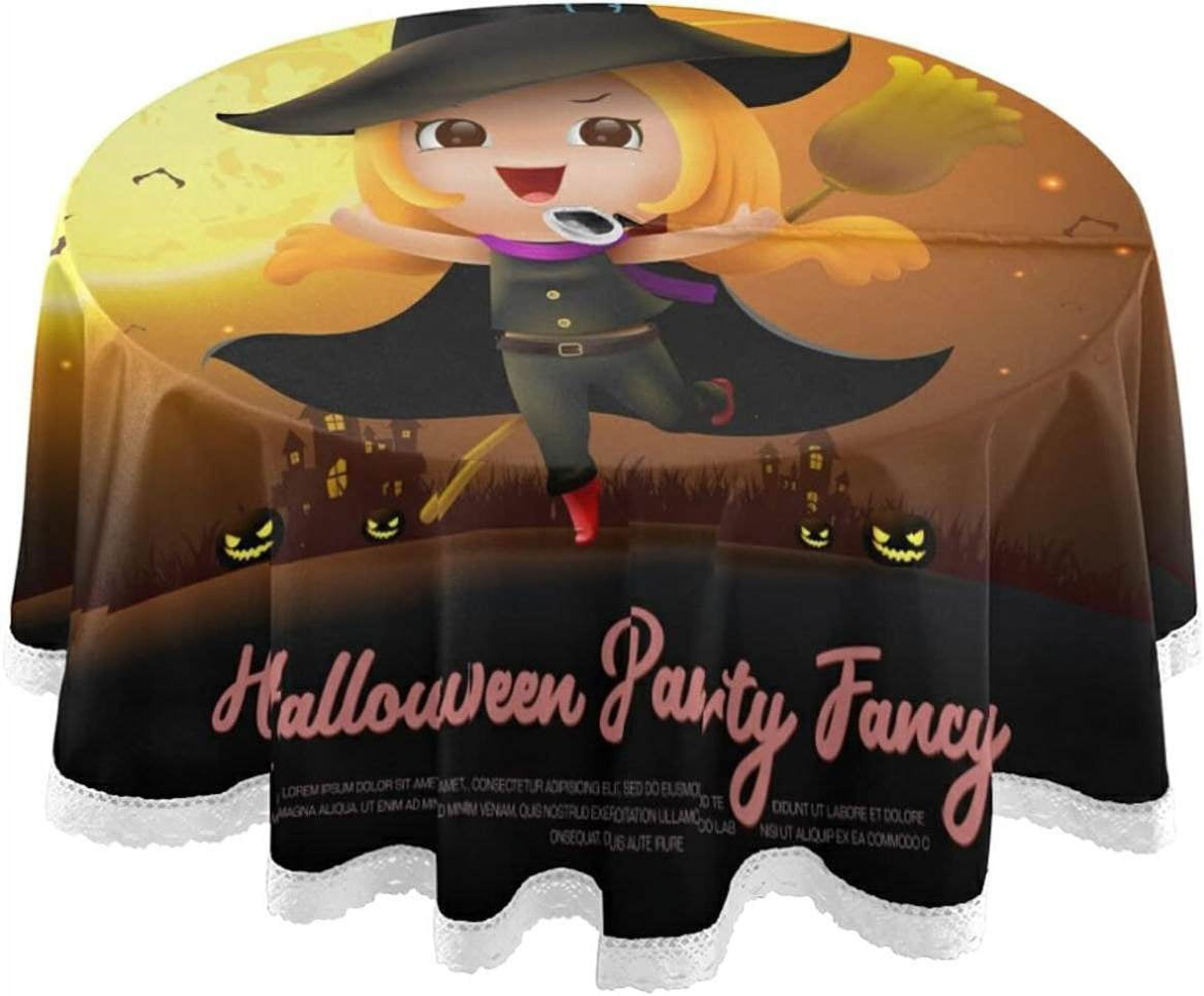 Coolnut Cute Witch Round Tablecloth 60", Waterproof Table Cloths with ...