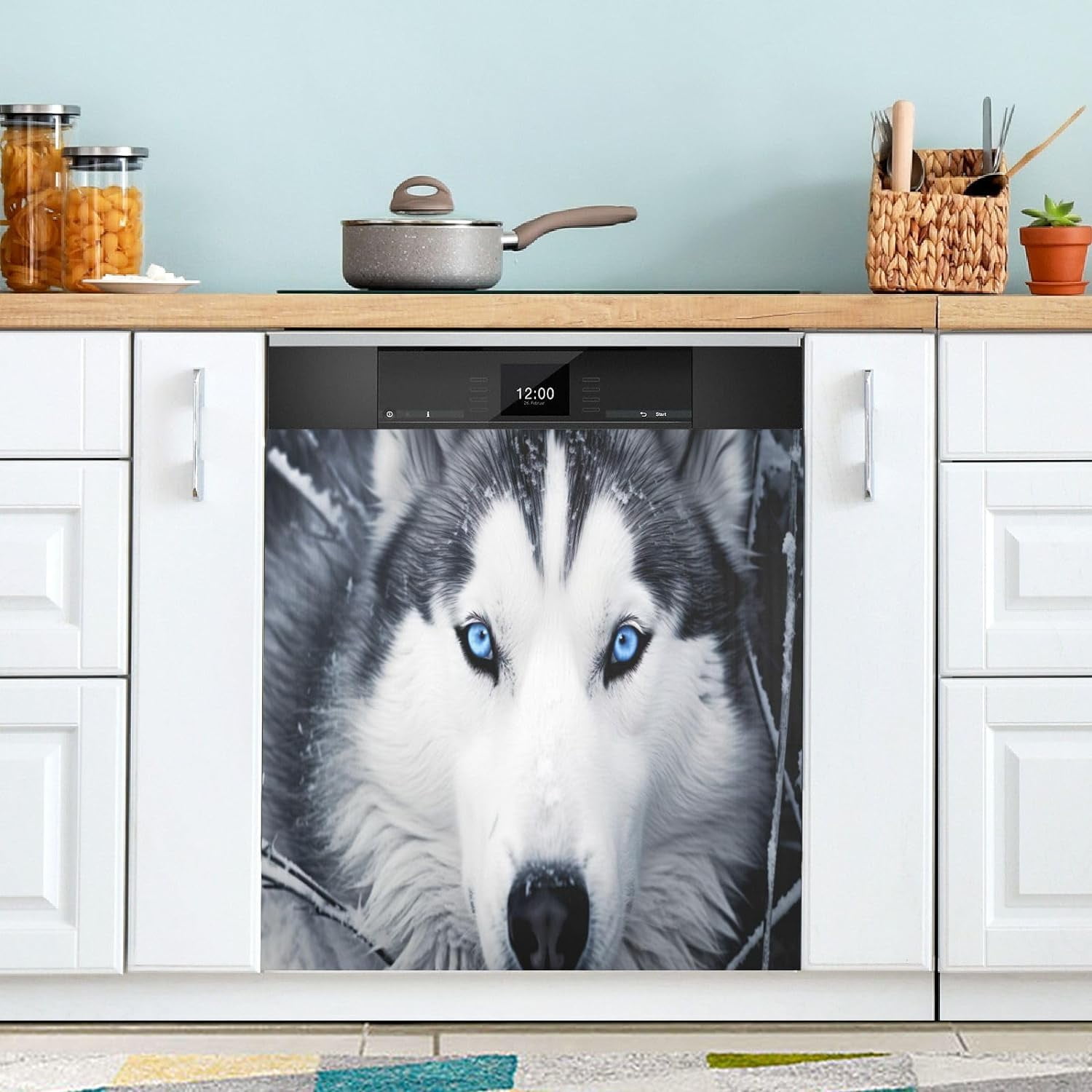 Coolnut Cute Wolf Dishwasher Door Cover Reusable Trimmable Kitchen ...
