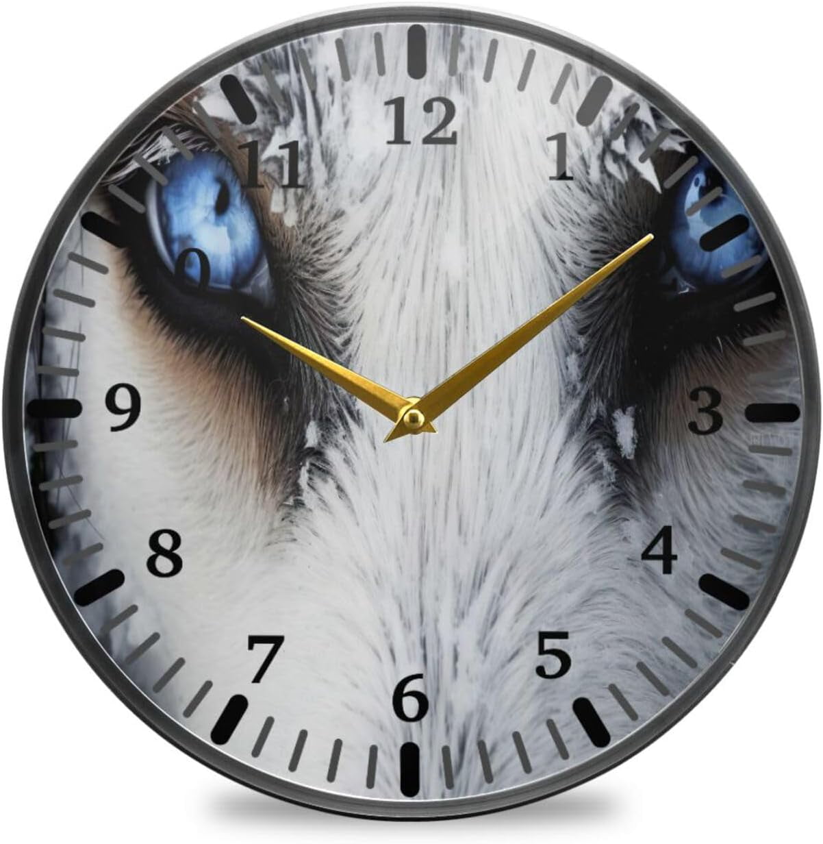 Coolnut Cute Wolf Wall Clock Silent Non-Ticking Round 10 Inch Quartz ...