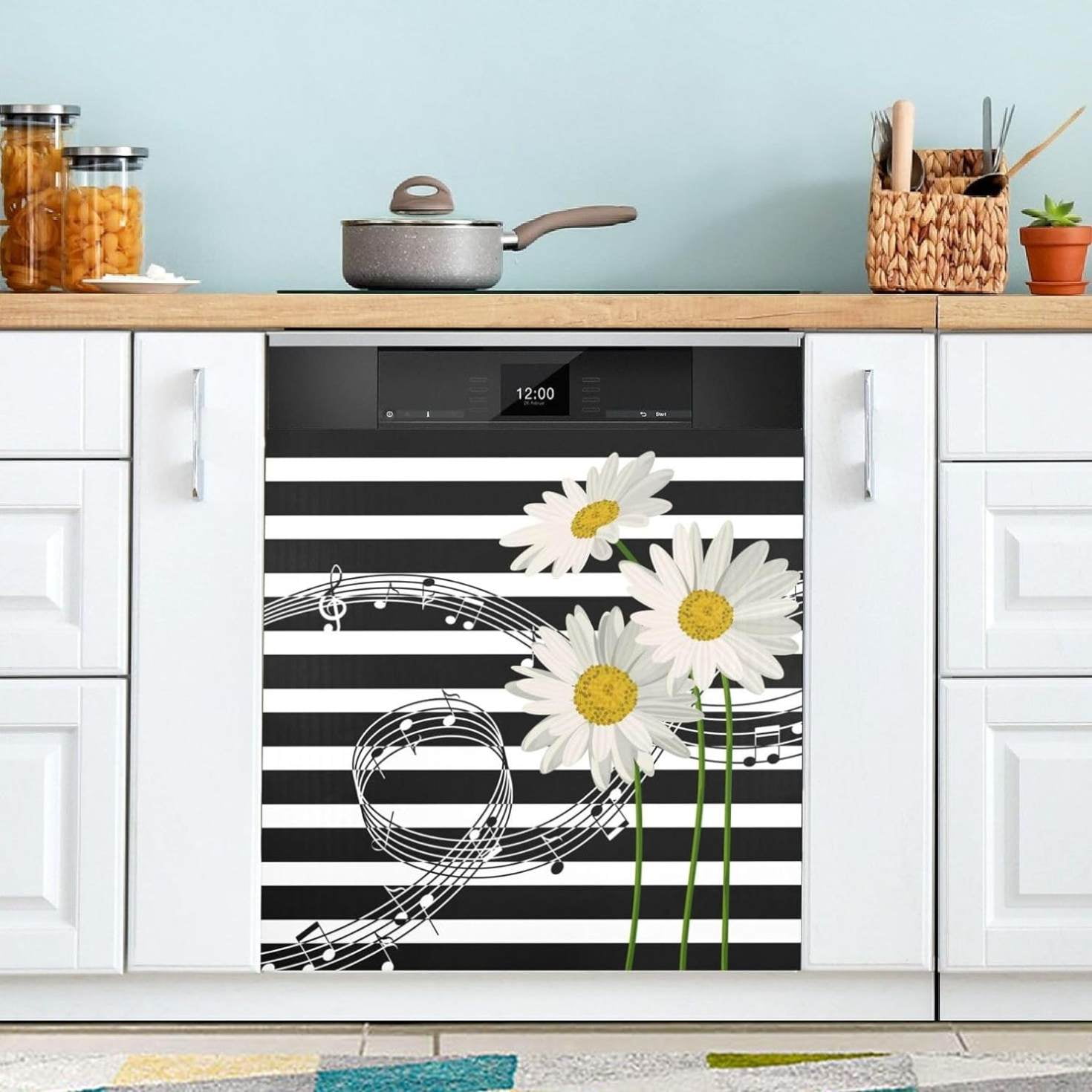 Coolnut Daisies Music Notes Dishwasher Magnet Cover for The Front Door ...