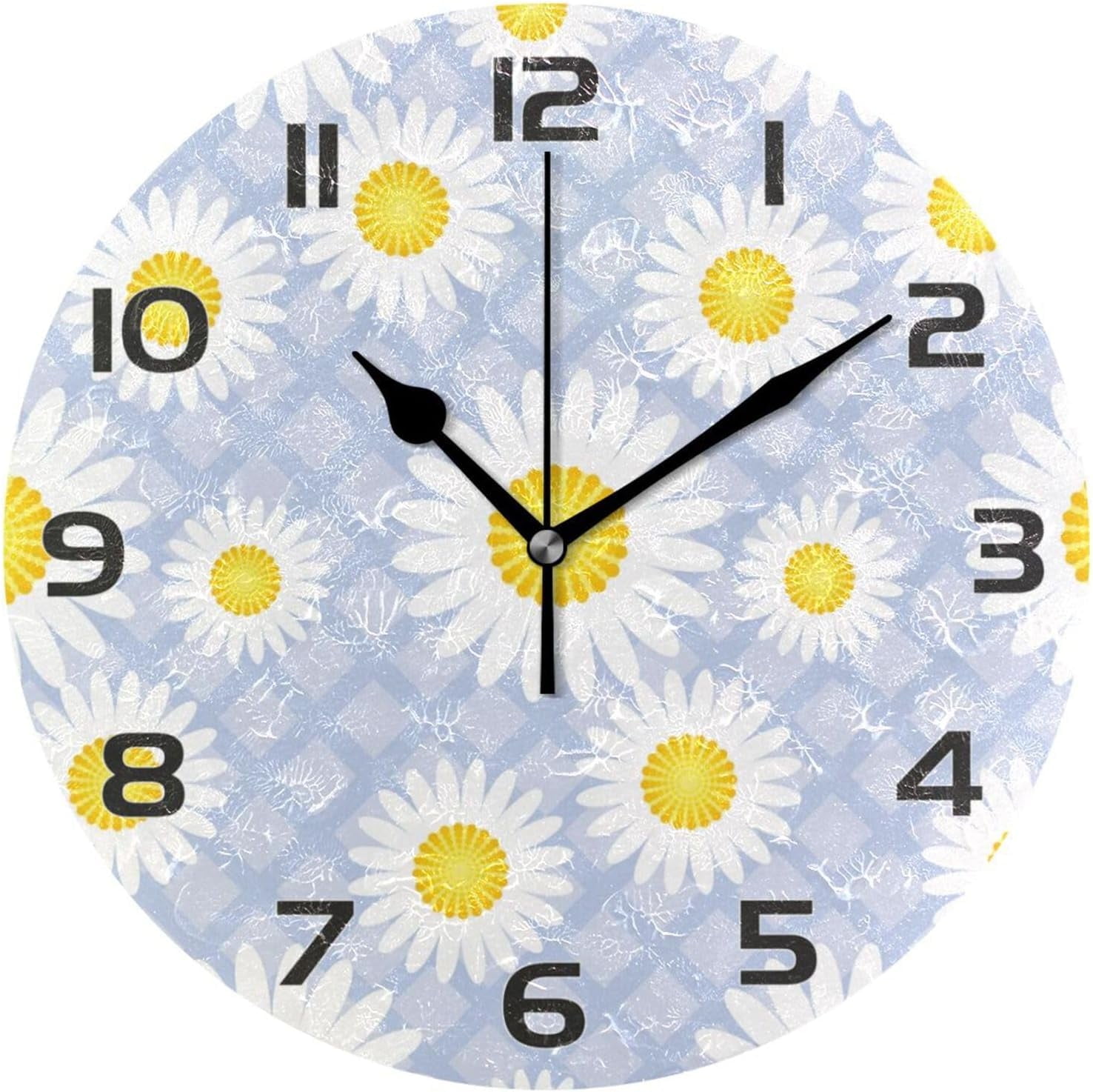 Coolnut Daisy Flower Round Wall Clock, 9.84 inch Silent Wall Clock for ...