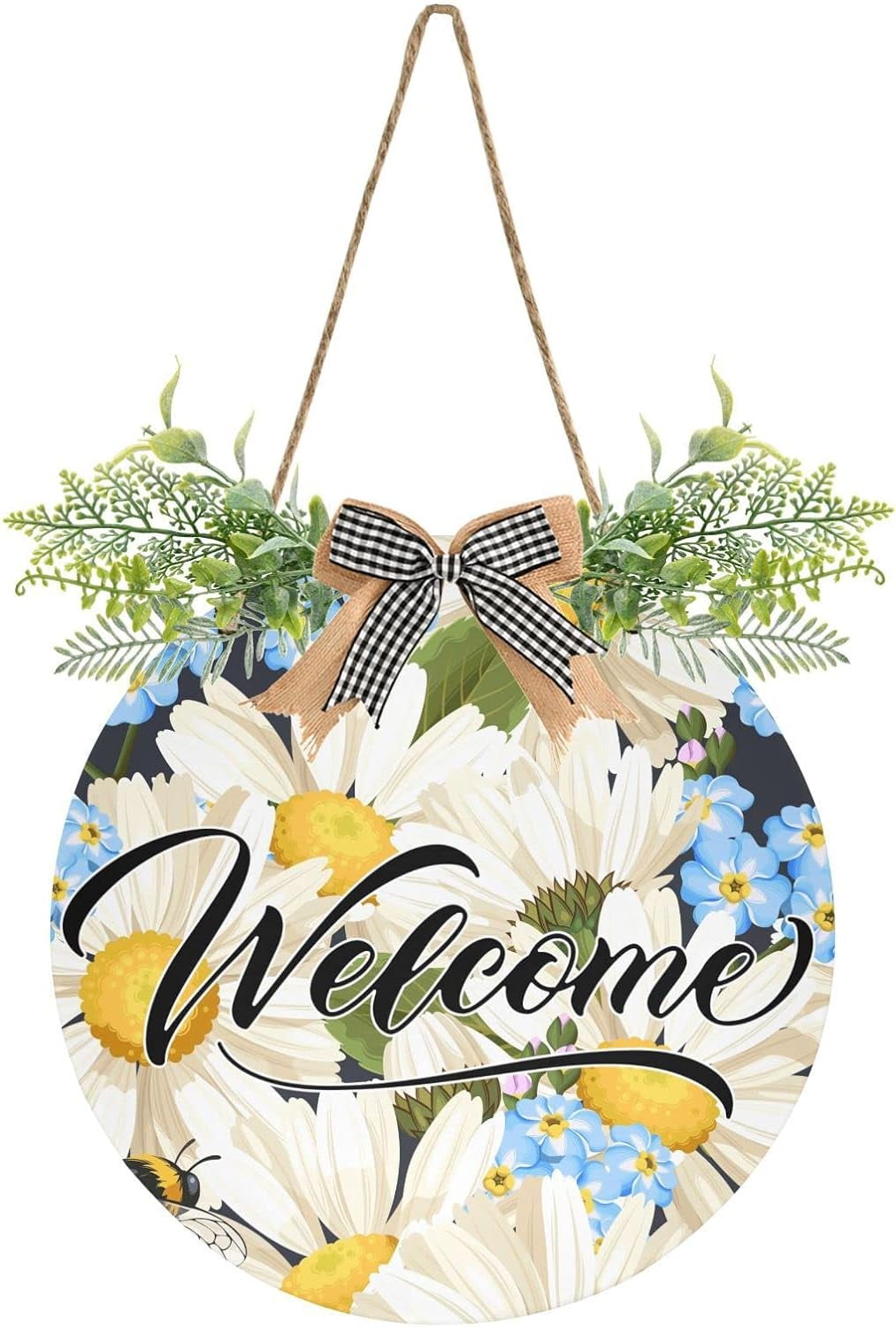 Coolnut Daisy Flower Welcome Sign for Front Door, Rustic Wooden Wall ...