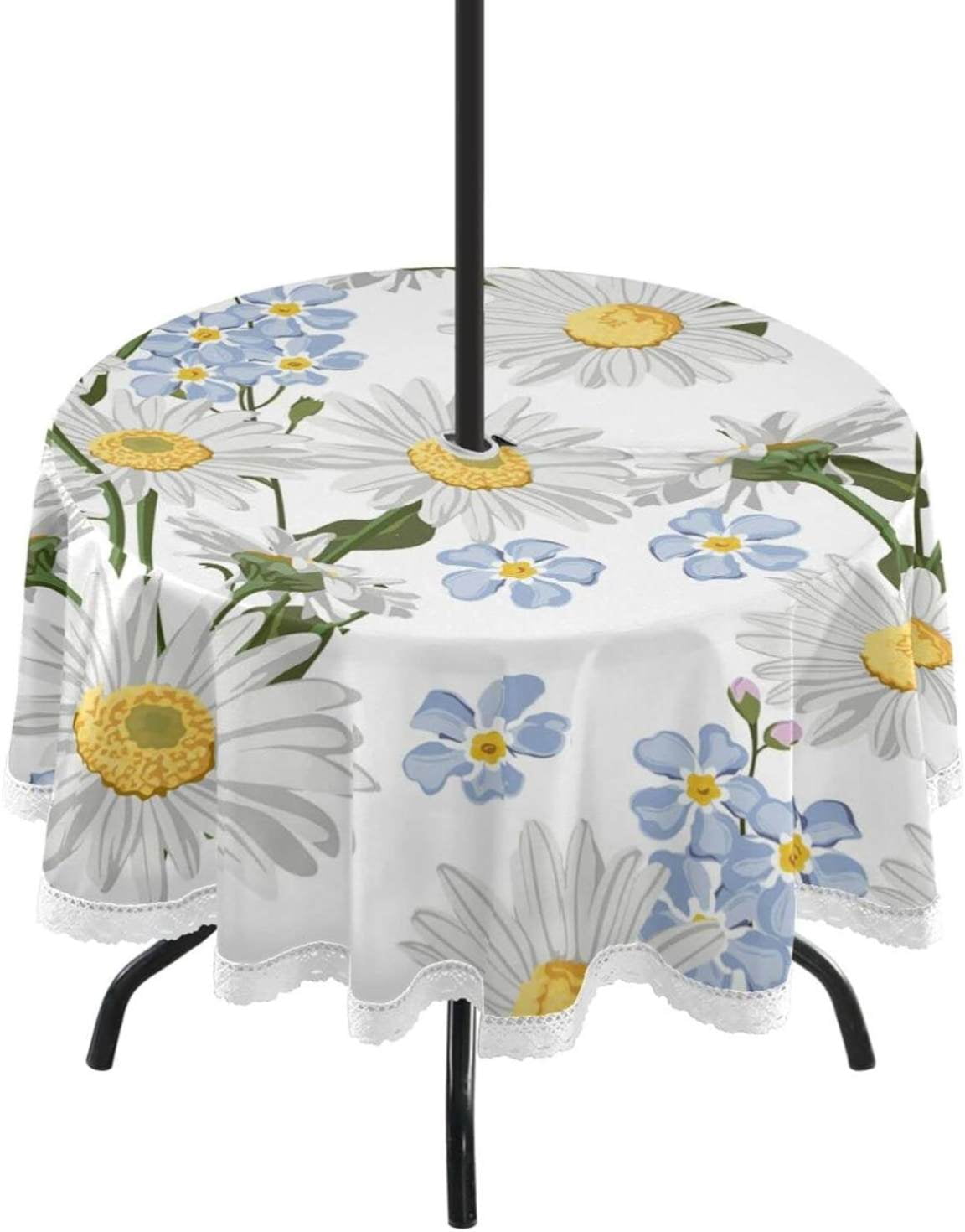 Coolnut Daisy Flowers Round Table Cloth, Heat Resistant Table Cover ...