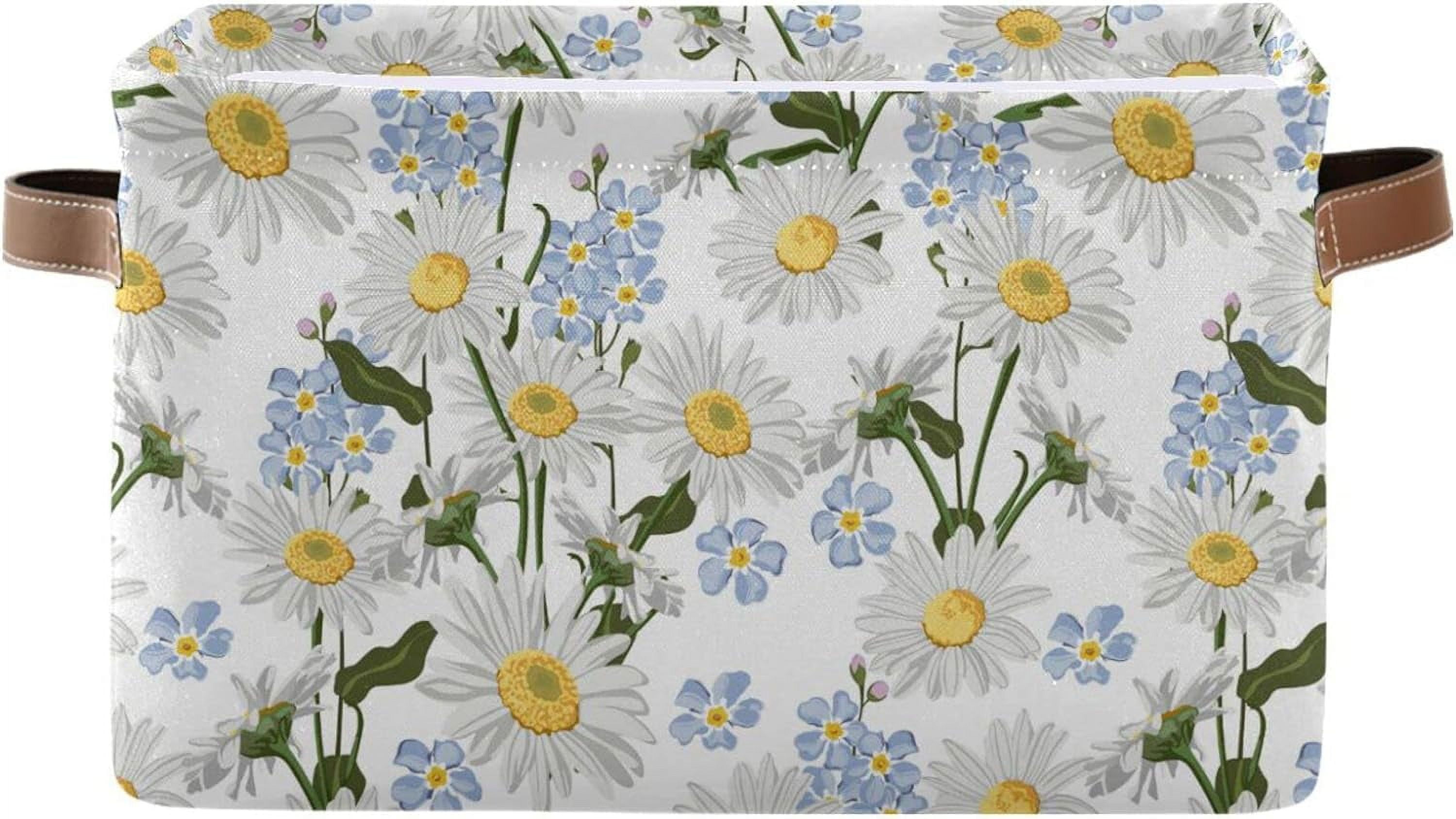 Coolnut Daisy Flowers Storage Baskets Rectangle Foldable Canvas Fabric ...