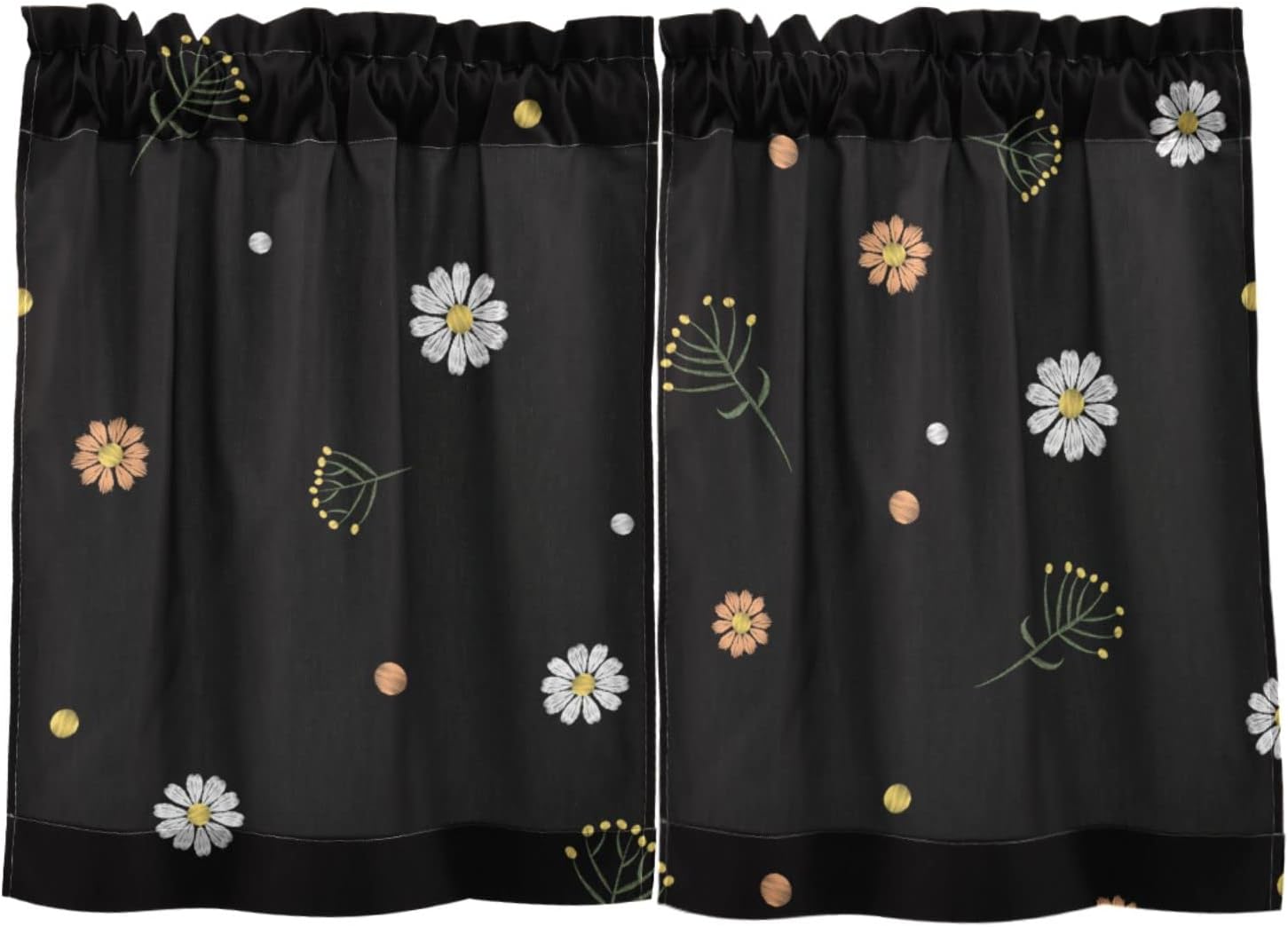 Coolnut Daisy Kitchen Curtains 2 Panels, UV Protected Tier Curtains ...