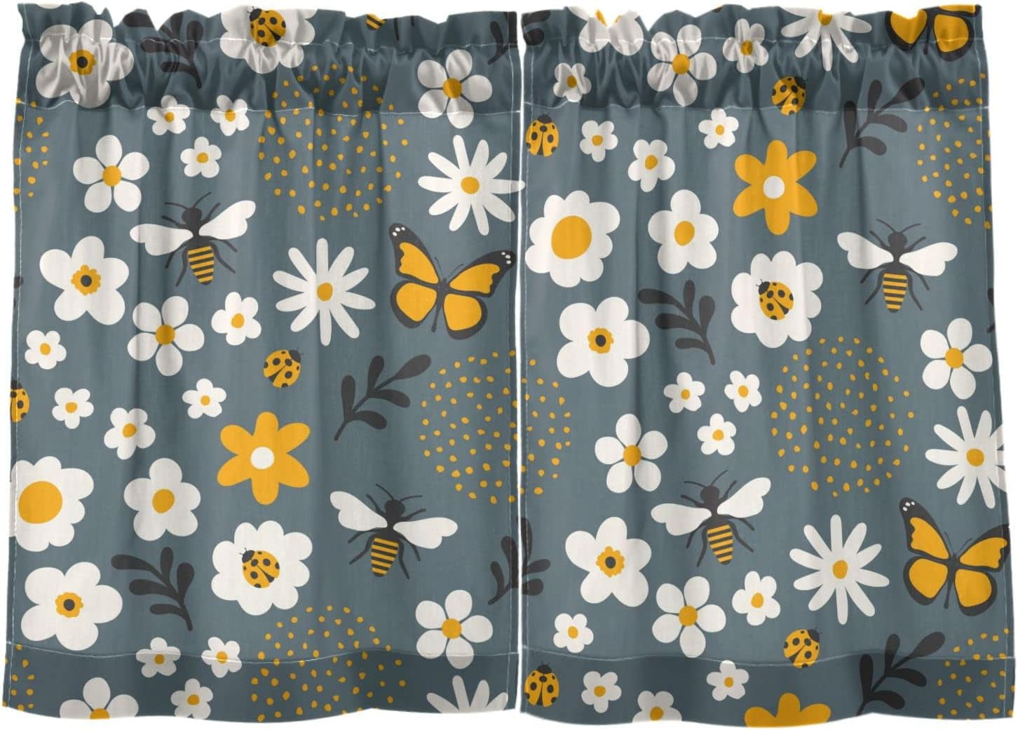 Coolnut Daisy Kitchen Curtains 2 Panels, UV Protected Tier Curtains ...