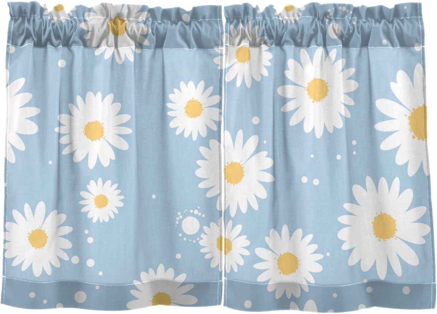 Coolnut Daisy Kitchen Curtains 2 Panels, UV Protected Tier Curtains ...