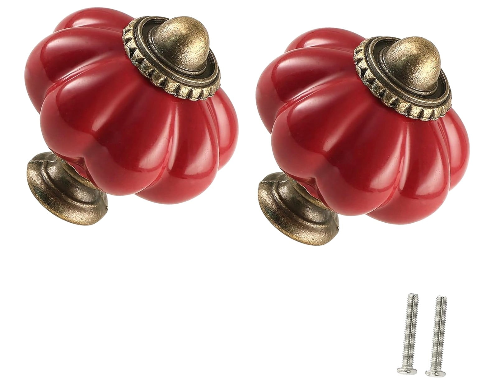 Coolnut Dark Red Pumpkin Knobs 12 Pack Ceramic Cabinet Knobs Drawer ...