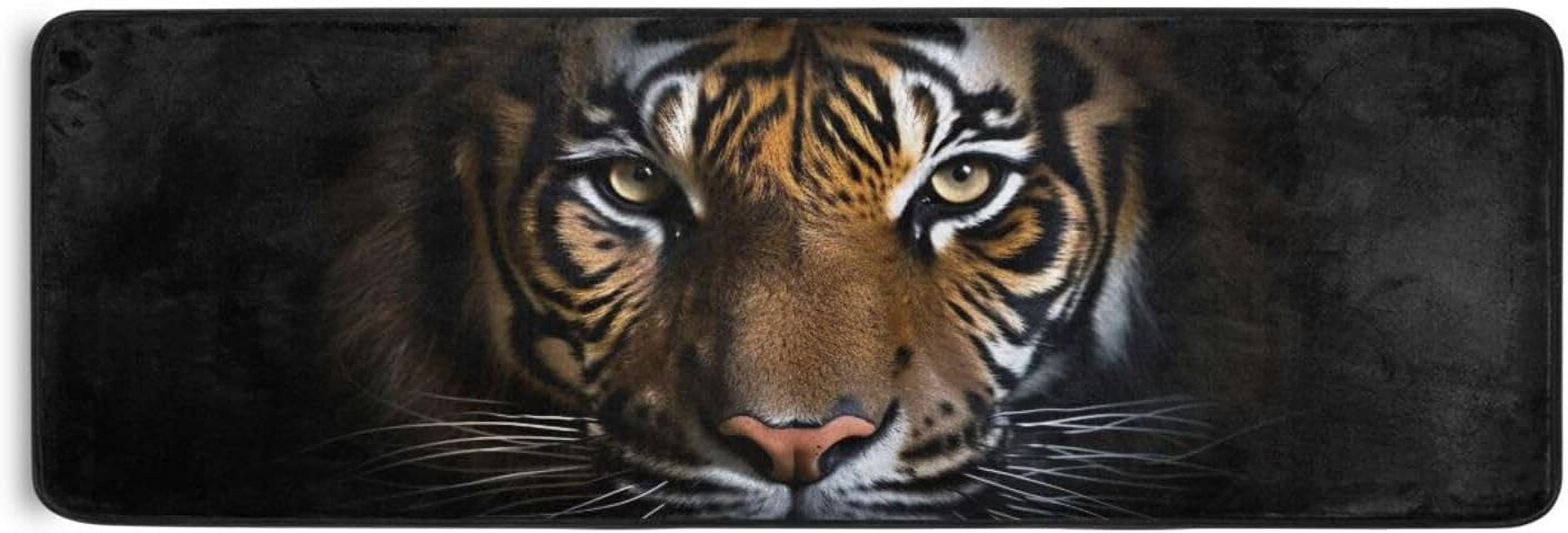 Coolnut Dark Tiger Face Area Rug - 2' x 6' Washable Runner Rugs with ...