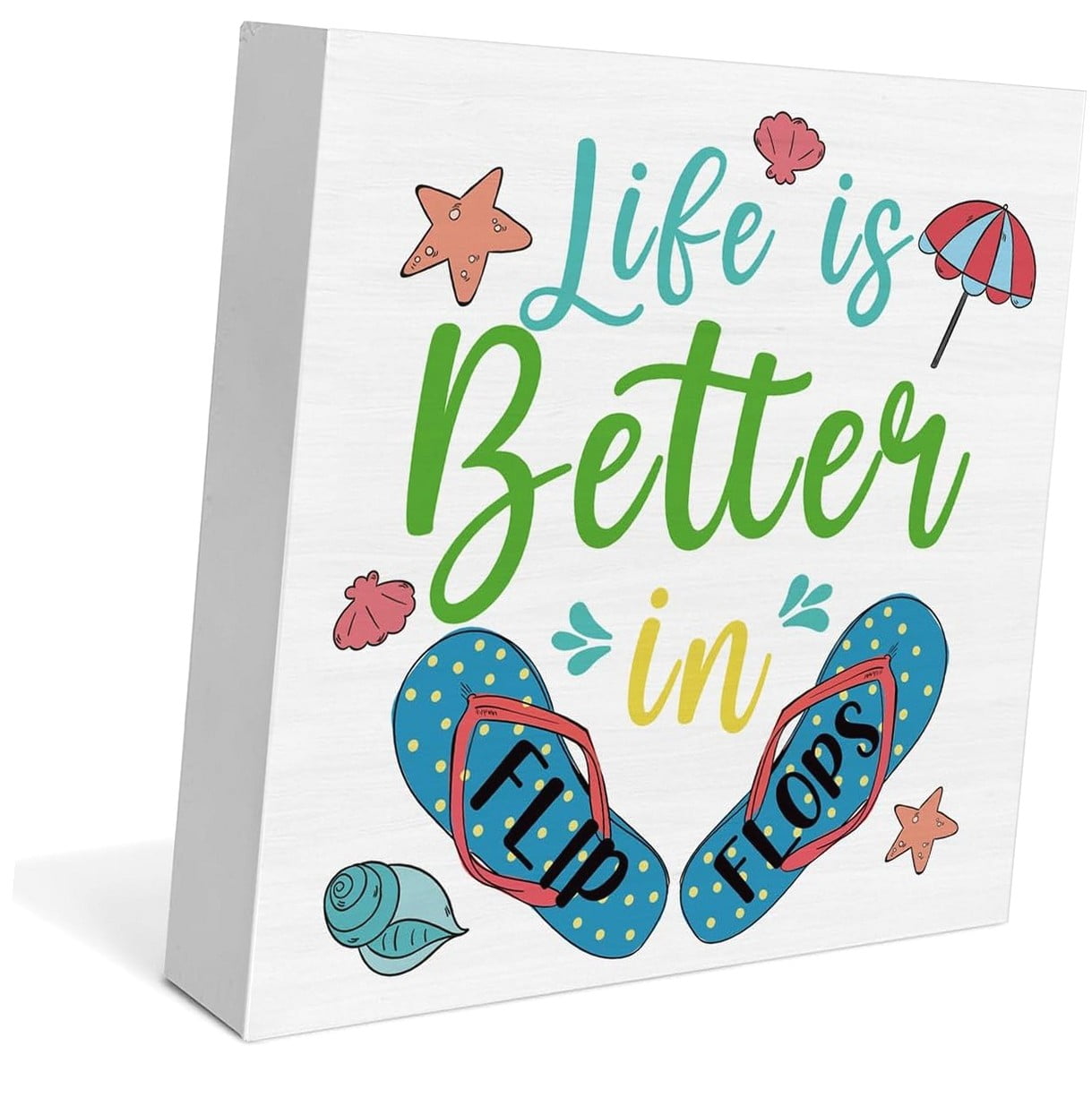 Coolnut Decor Beach Decorations Flop Wooden Sign Decor 5.5 Inches ...