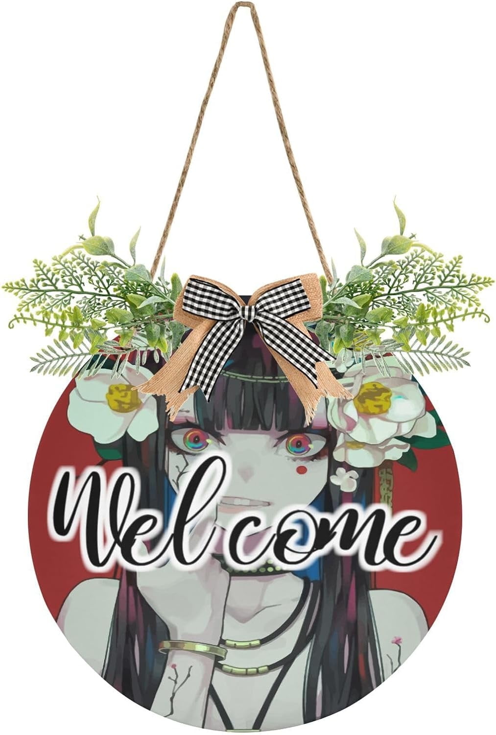 Coolnut Demonic Girl Front Door Round, Hanging Welcome Sign, Front Door ...