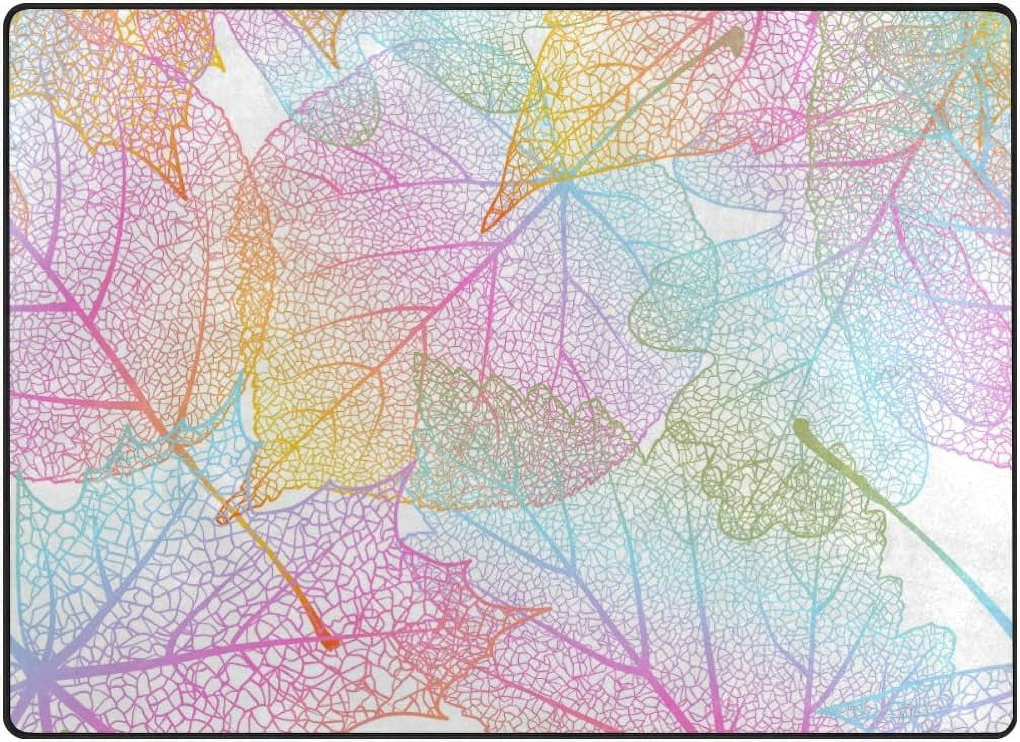 Coolnut Detailed Leaves Background Area Rug Carpet 5x4 Light Weight ...