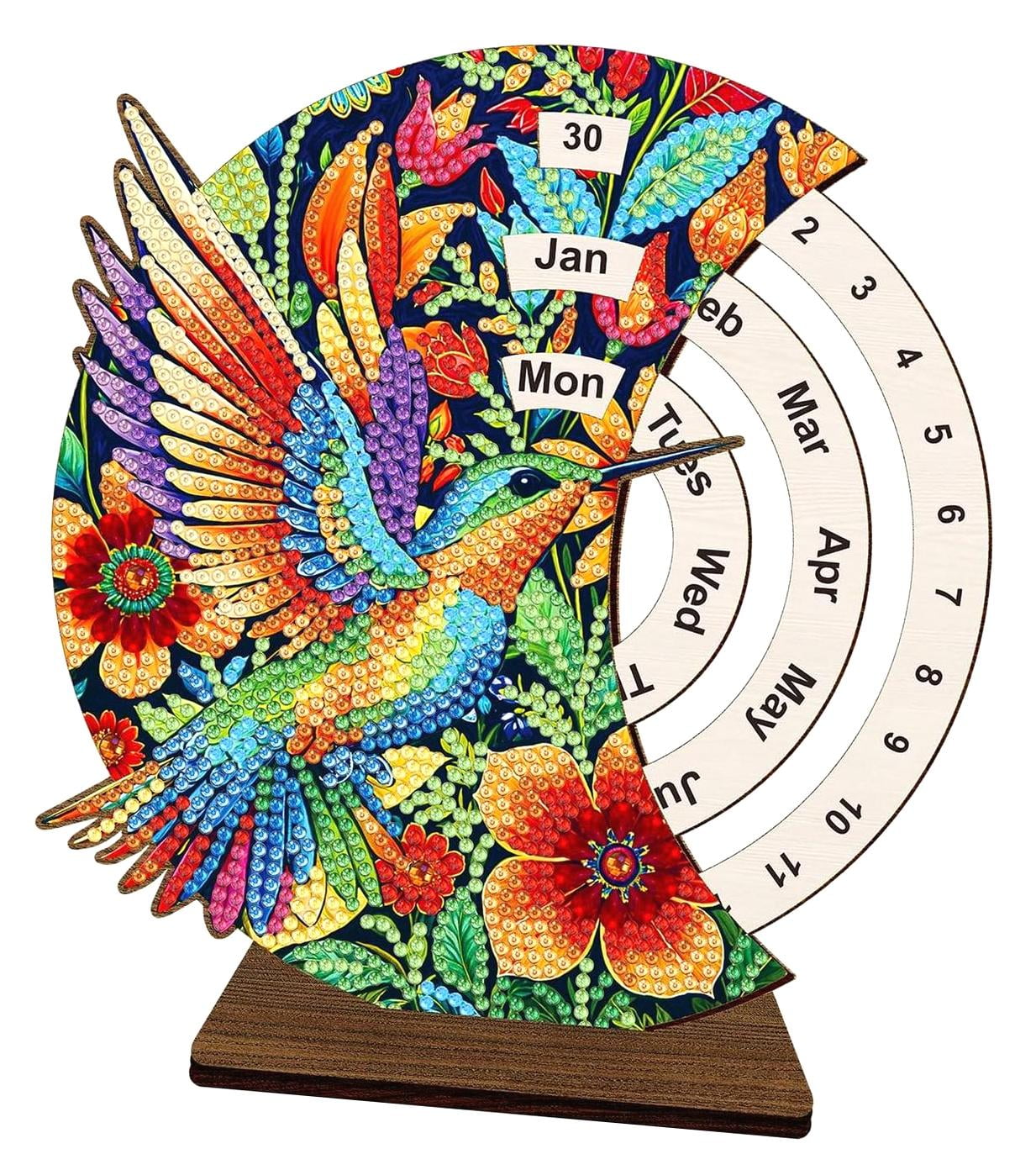 Coolnut Diamond Art Calendar, Wooden Rotating Manual Calendar, Desktop ...