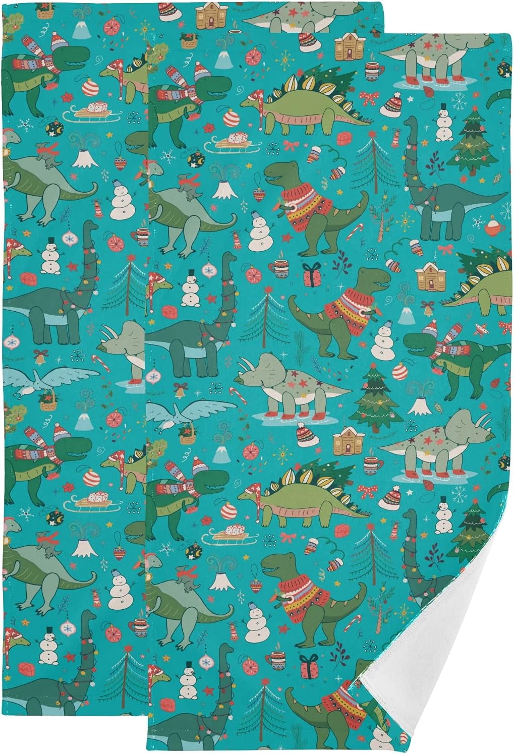 Coolnut Dinosaur Soft Hand Towels, 2 PcsAbsorbent Bath Towel Decorative ...