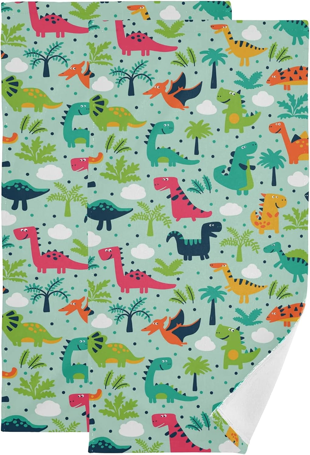 Coolnut Dinosaur Soft Hand Towels, 2 PcsAbsorbent Bath Towel Decorative ...
