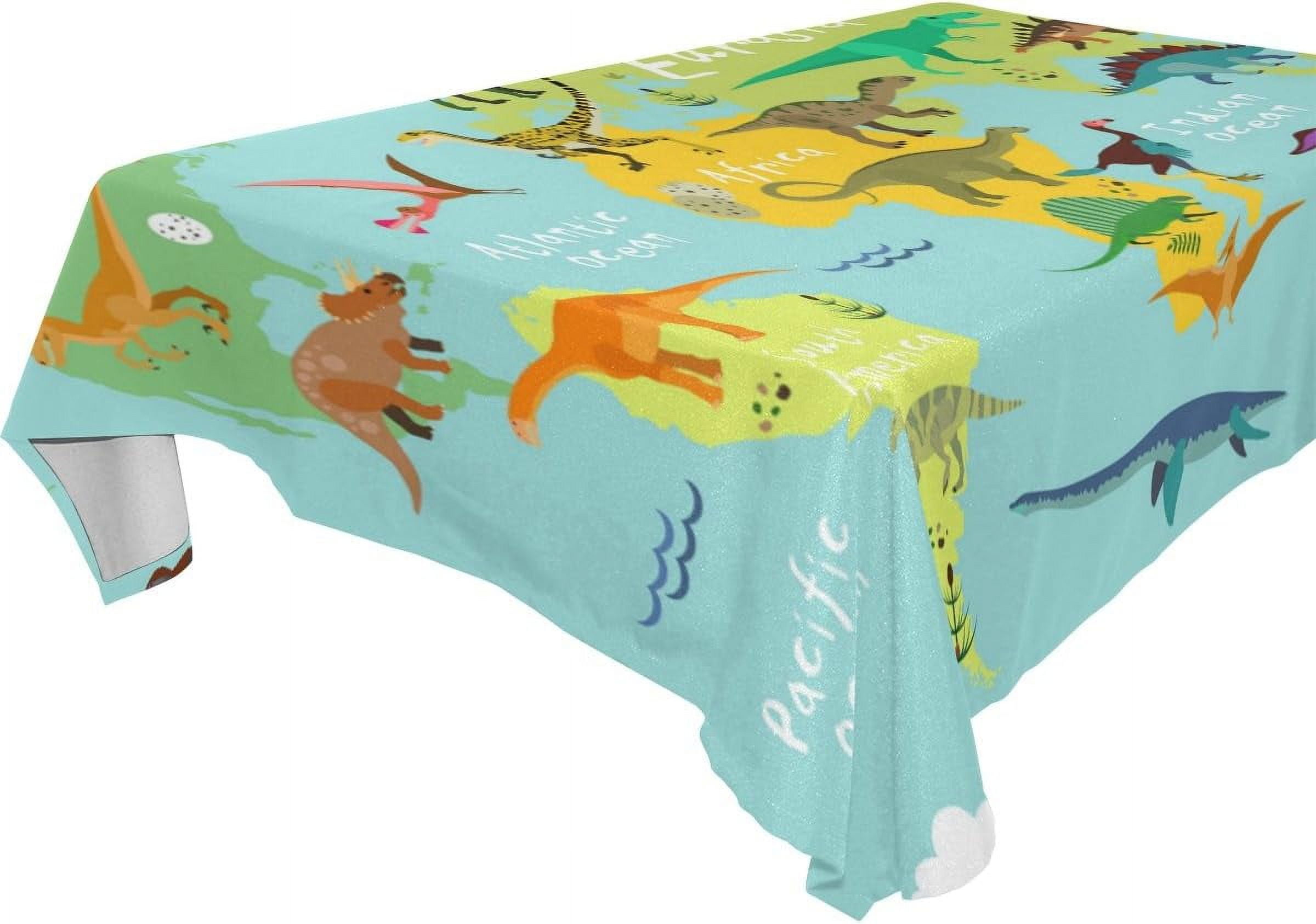 Coolnut Dinosaurs Map Of The World Tablecloth,54"x54" Modern Table ...