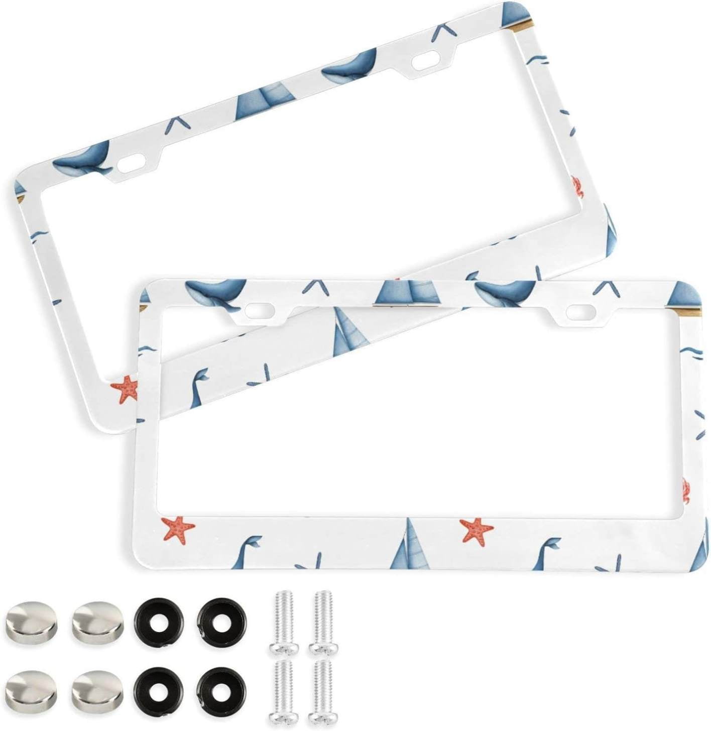 Coolnut Dolphin License Plate Frames 2 Pack, Waterproof Aluminum Alloy ...