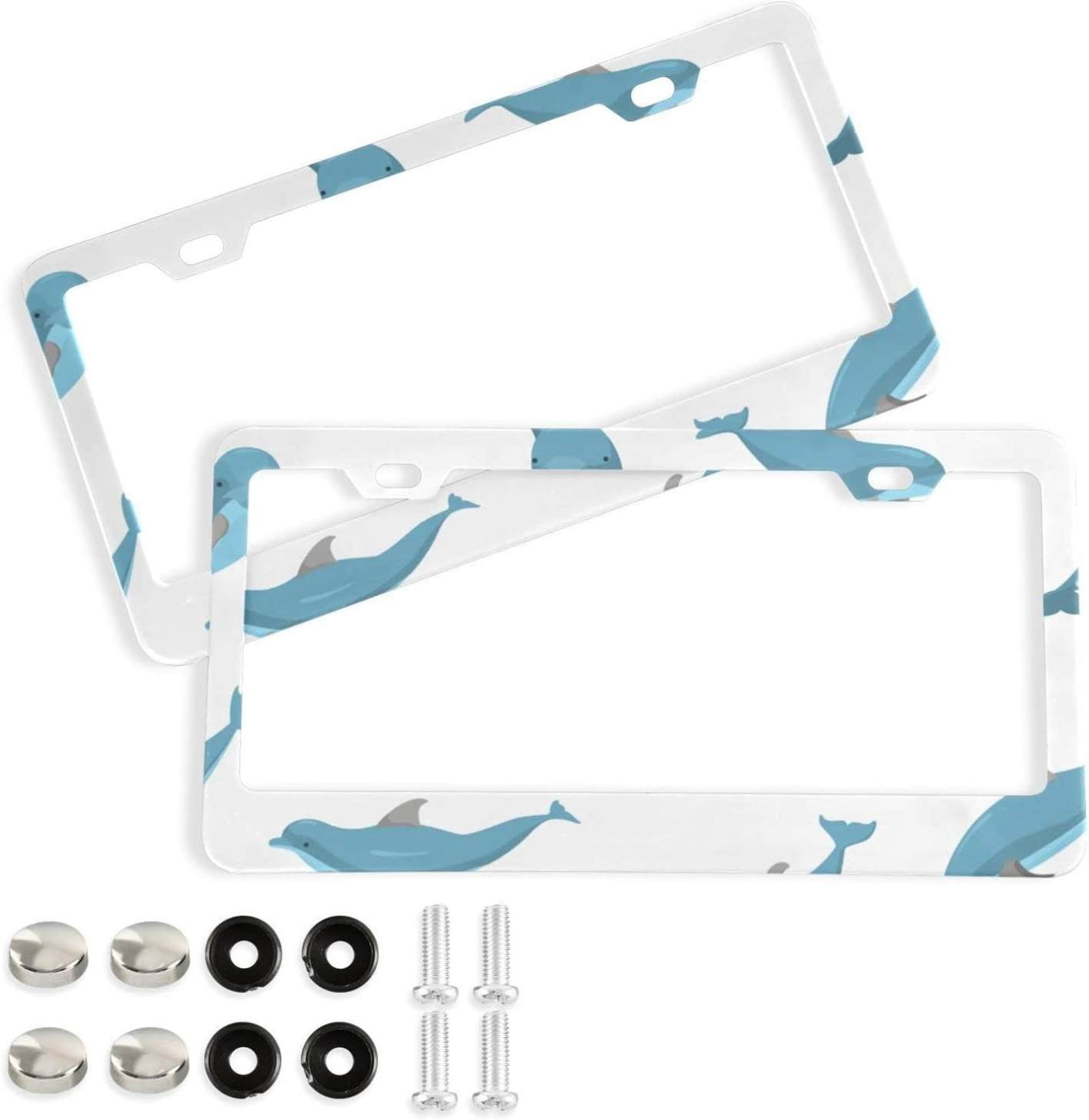 Coolnut Dolphin License Plate Frames 2pcs, Aluminum Universal Car ...