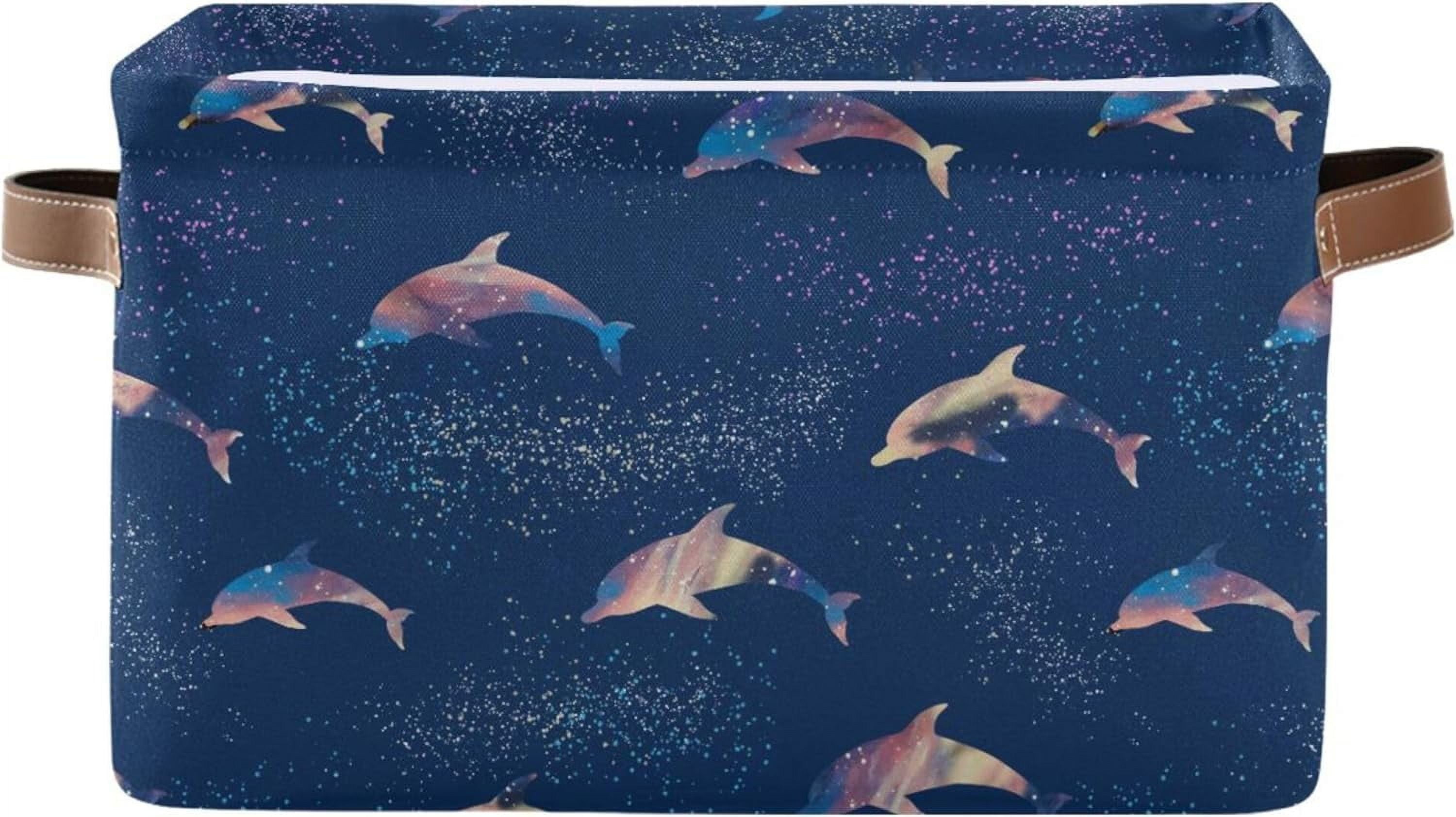 Coolnut Dolphin Silhouette Storage Basket Foldable Storage Bin, Canvas ...