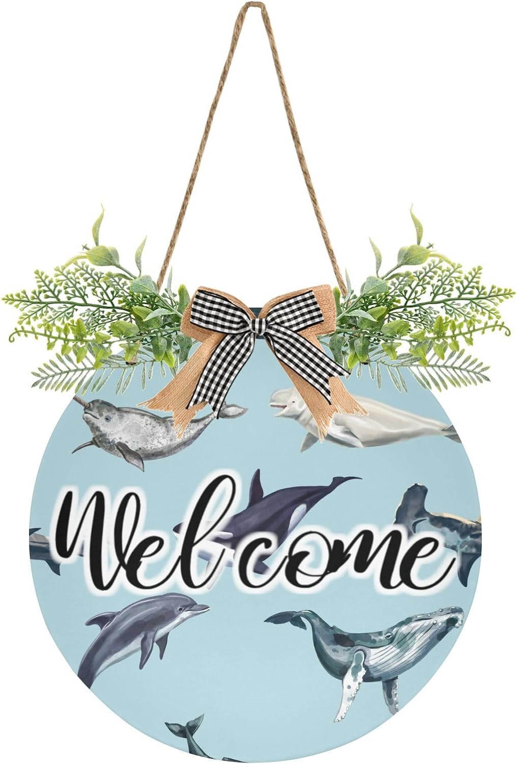 Coolnut Dolphins Whales Front Door Round, Hanging Welcome Sign, Front ...