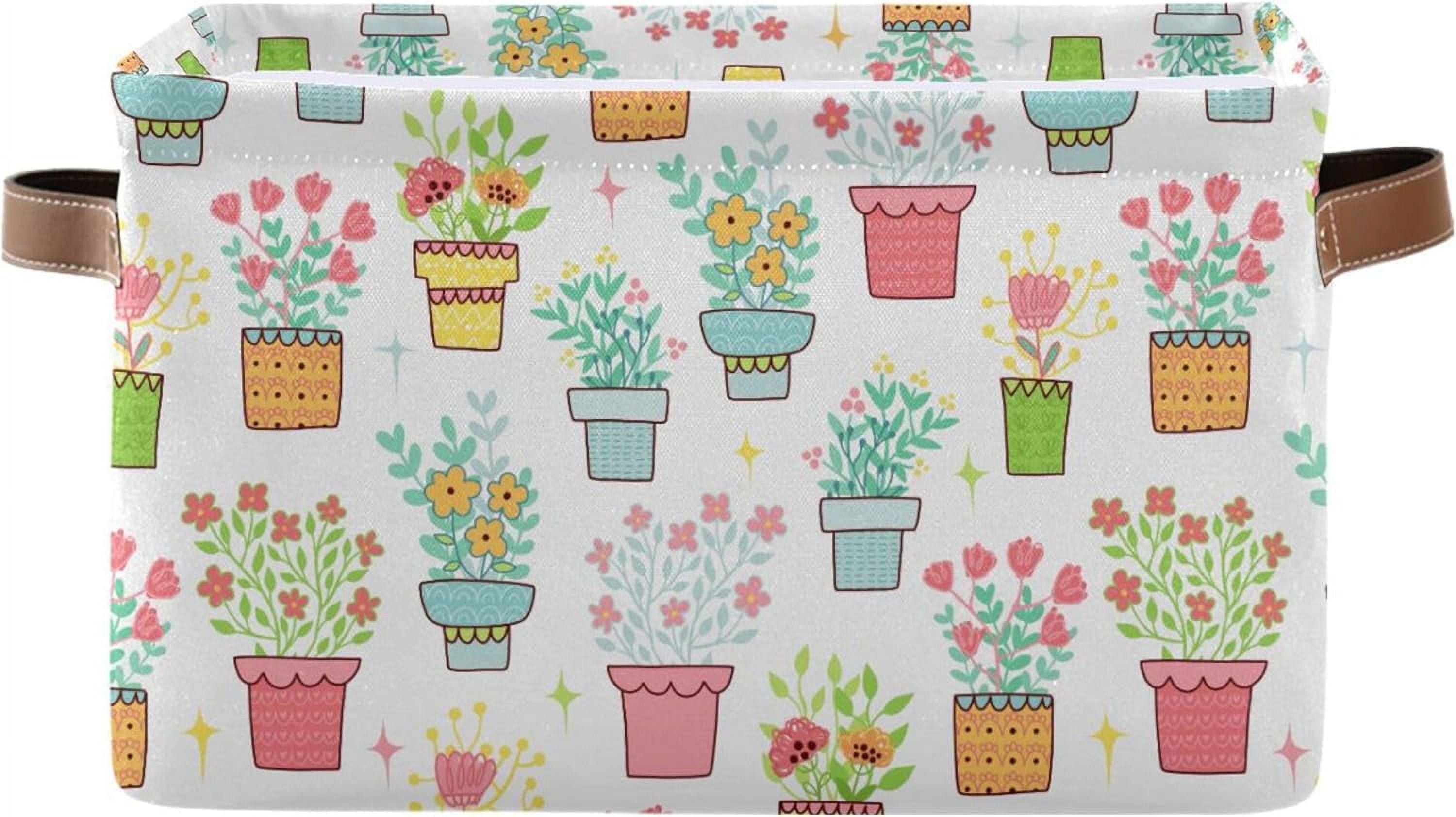 Coolnut Doodles Cute Pattern Storage Basket Foldable Storage Bin 2 Pack ...