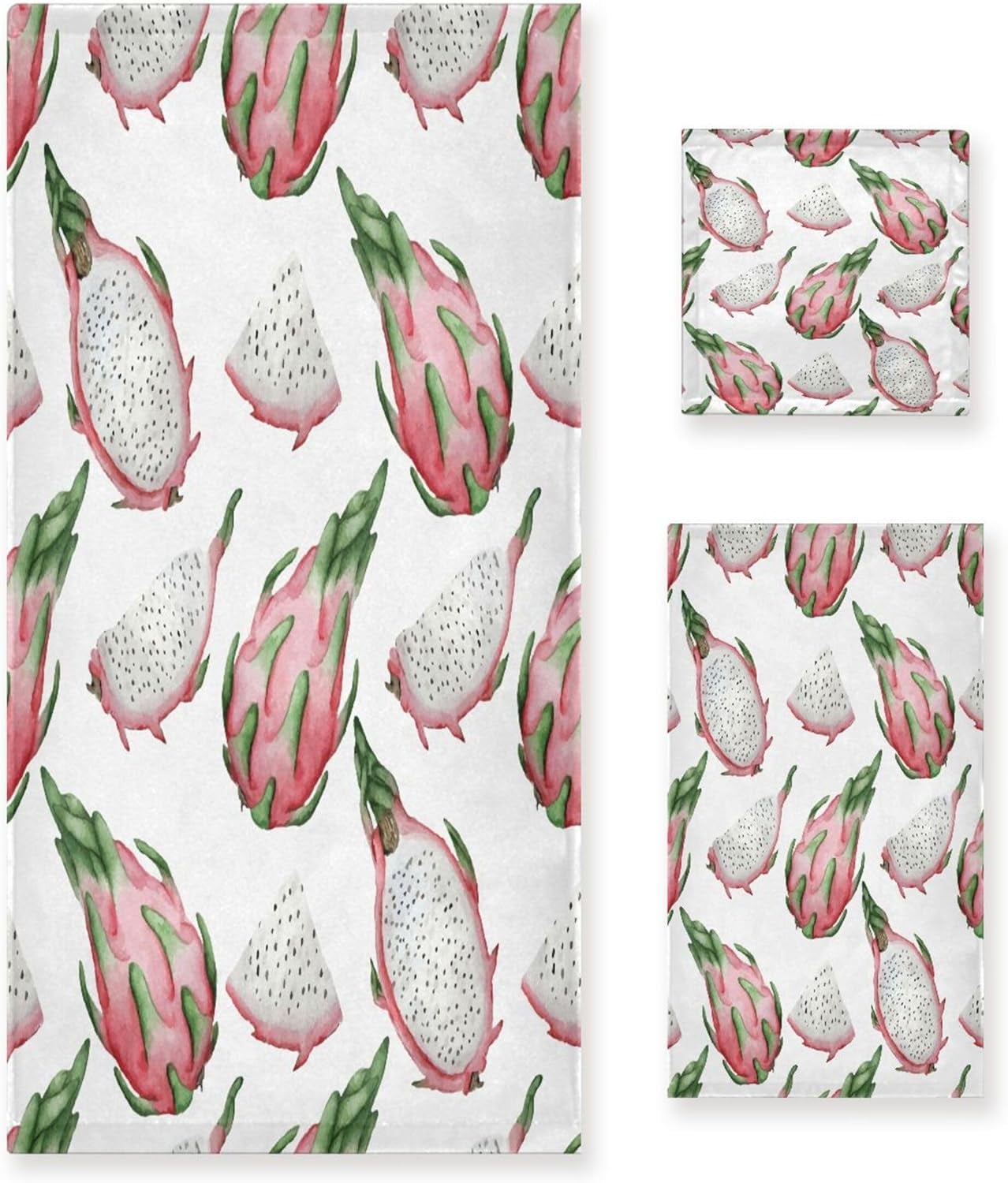 Coolnut Dragon Fruits Bathroom Towel Set of 3 with Hand Towel, Wash ...