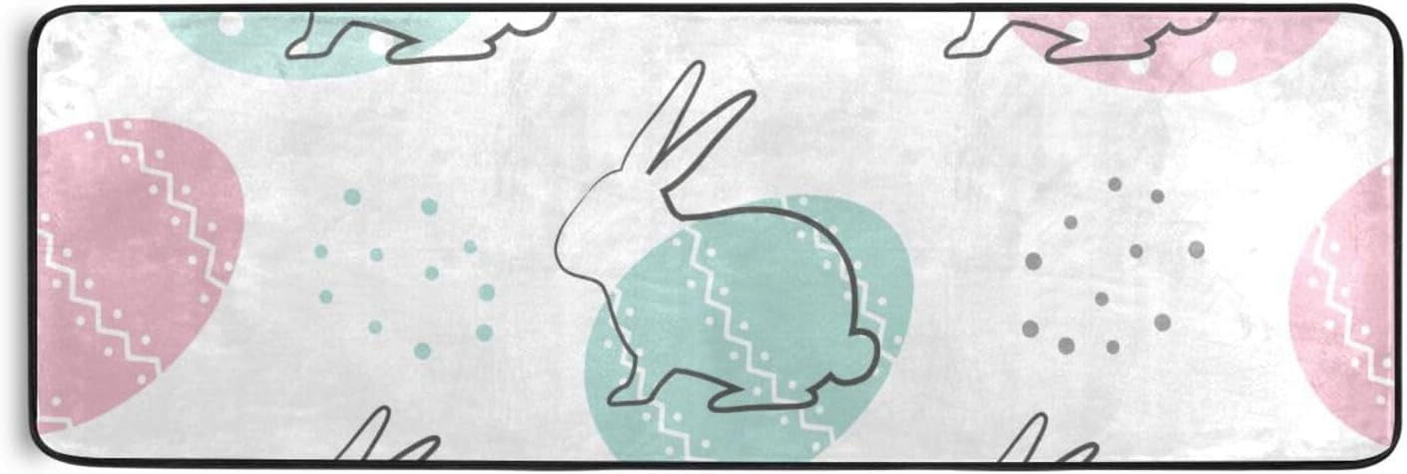 Coolnut Easter Bunnie Eggs Area Rug - 2' x 6' Washable Runner Rugs with ...
