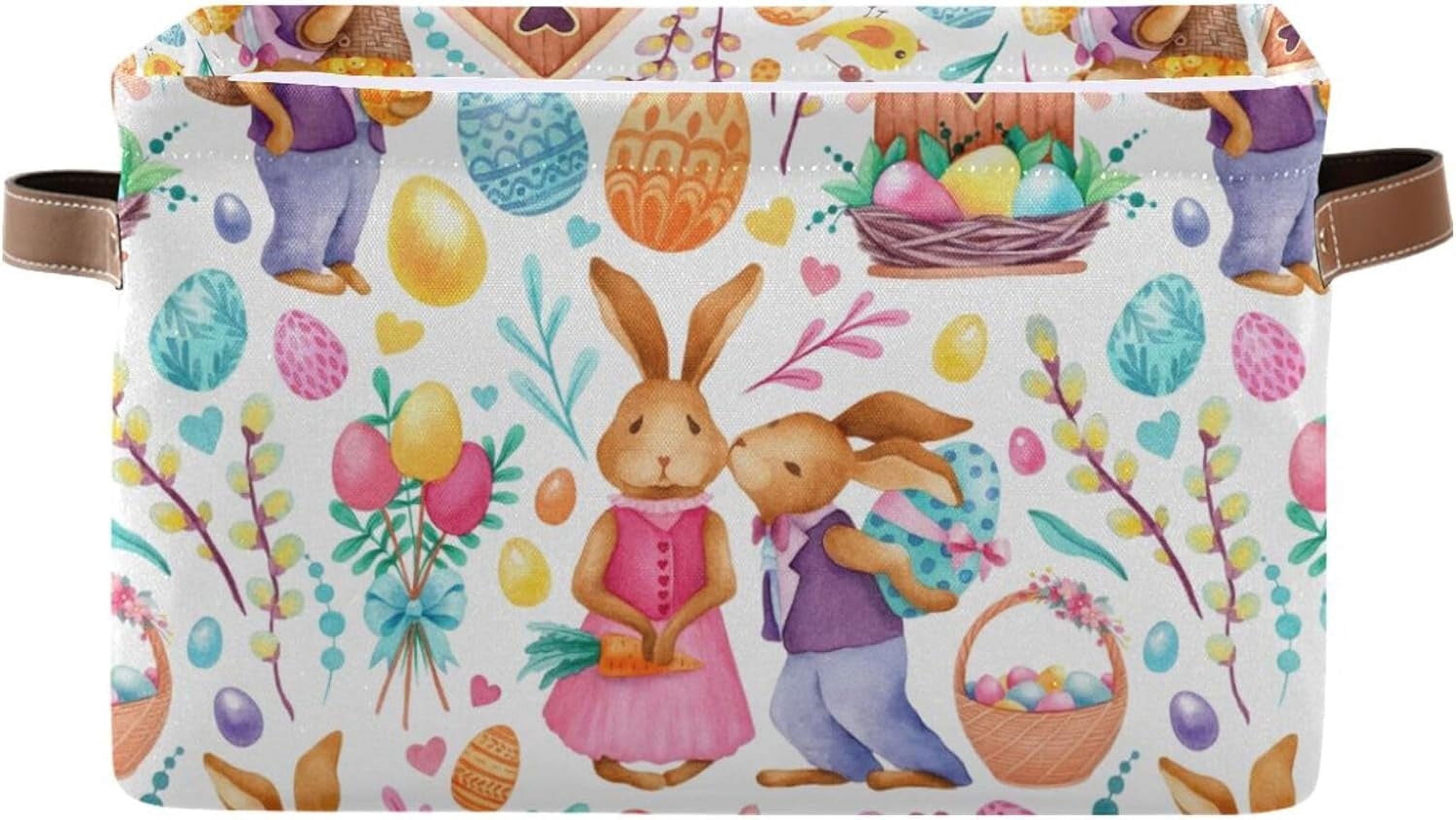 Coolnut Easter Bunnie Eggs Storage Bins Foldable Canvas Fabric Storage ...