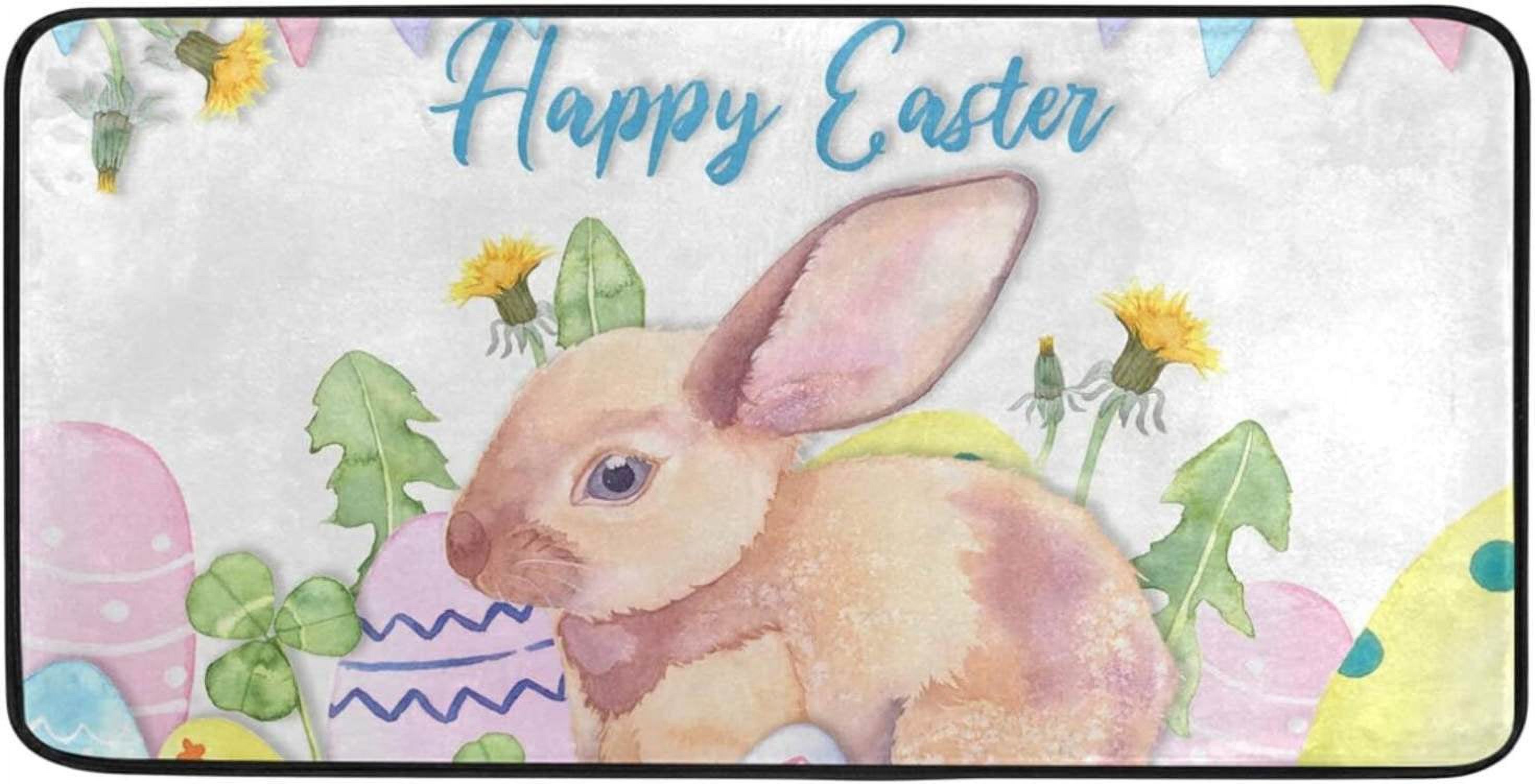 Coolnut Easter Bunny Eggs Kitchen Rug, 39"x20" Non-Slip Bath Rugs, Anti ...