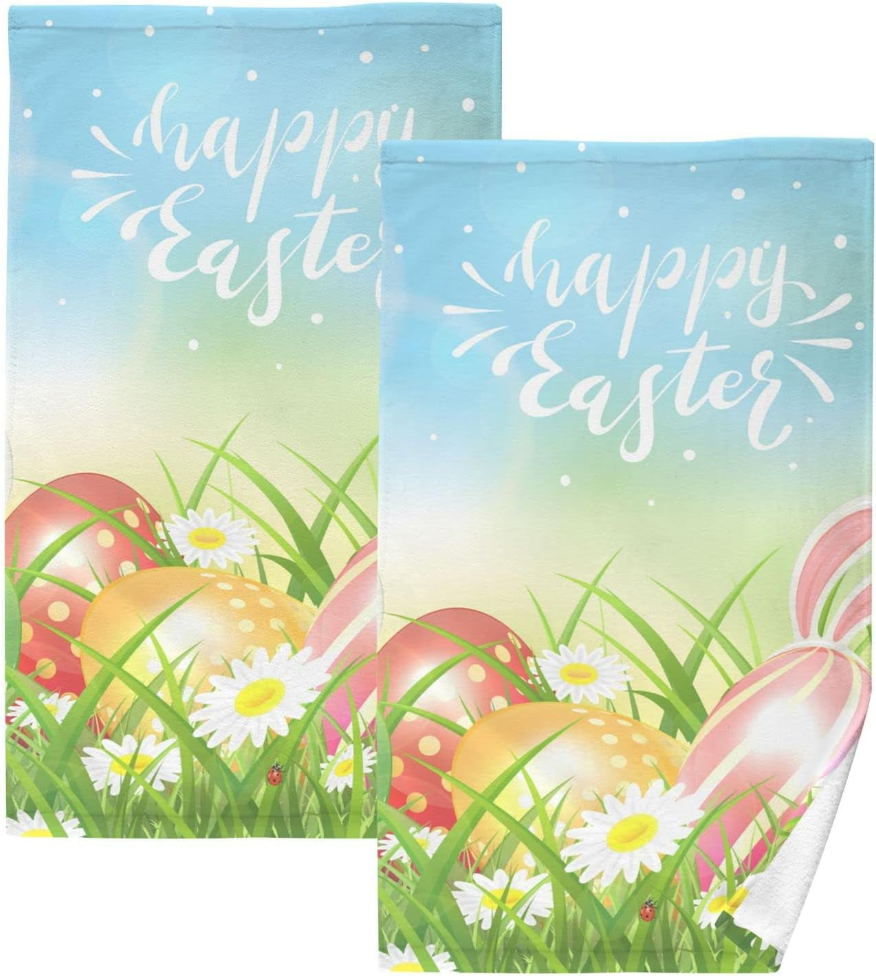 Coolnut Easter Cotton Hand Towels, Set of 2 Absorbent Bath Towel ...