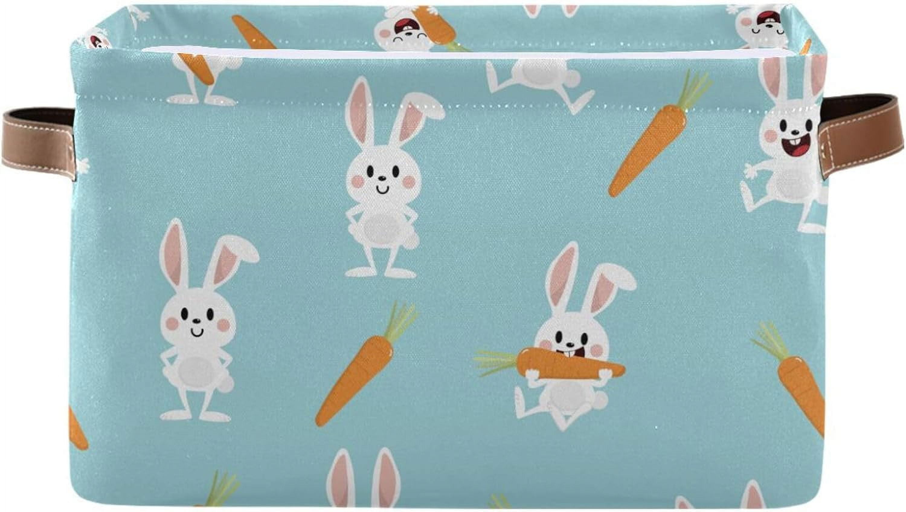 Coolnut Easter Cute Bunny and Carrot Storage Basket, Durable Canvas ...